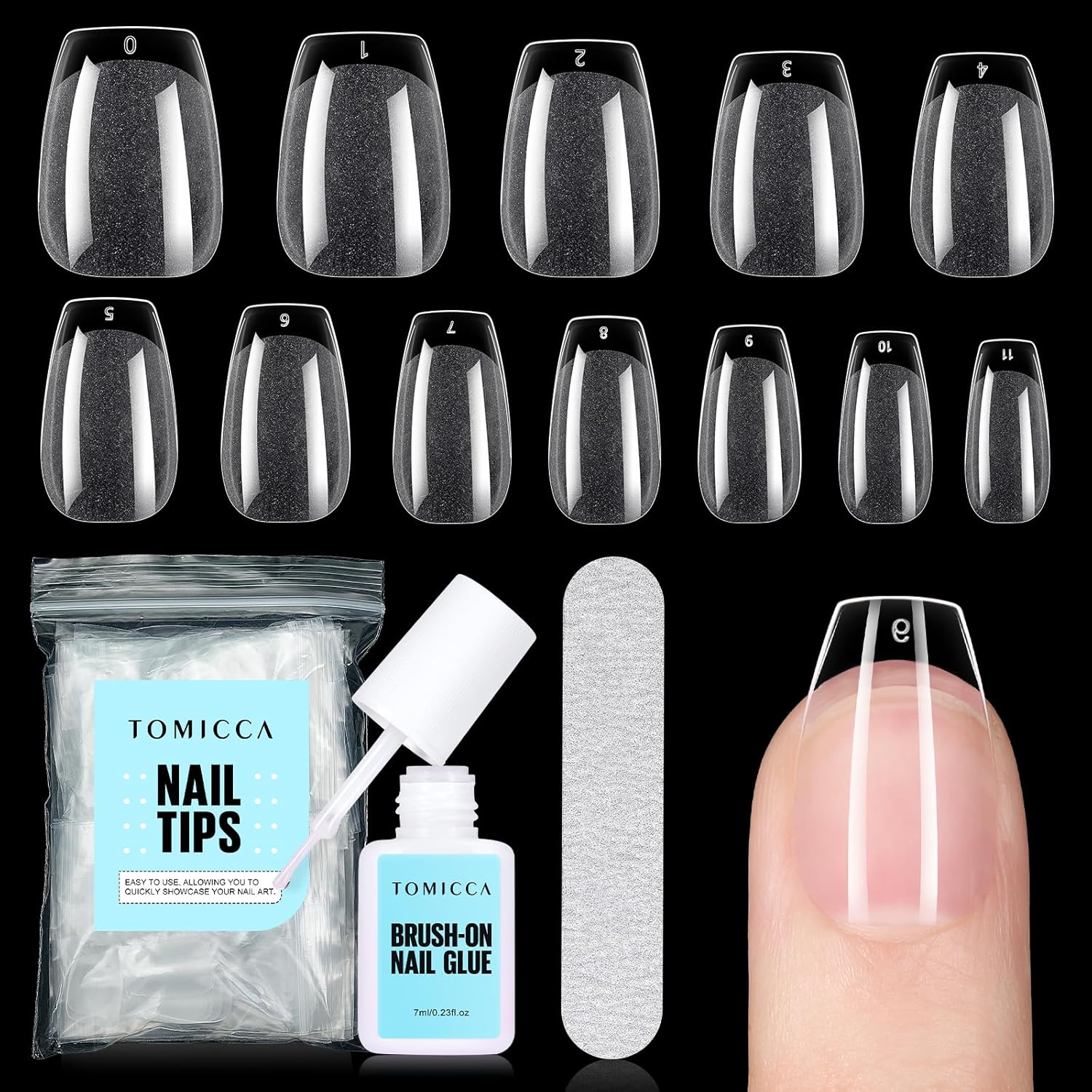 TOMICCA Kit Capsule Americaine Ongle, 240 Pièces Cercueil Court ...