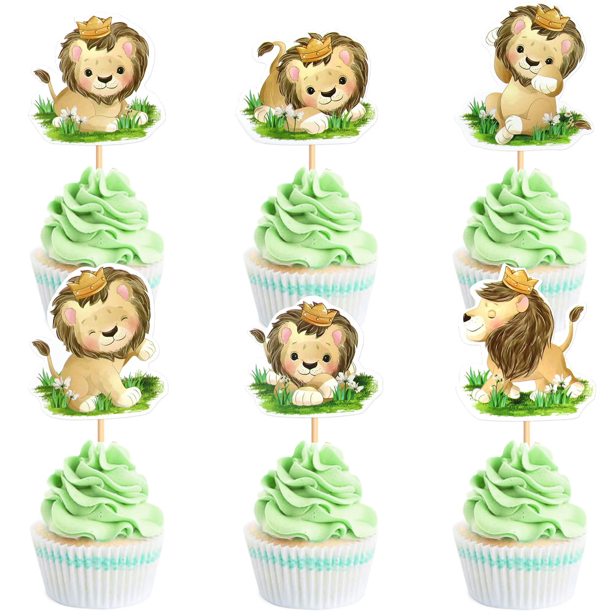 Amazon.com: Ercadio 24 PCS Lion Cupcake Toppers Forest Animal Lion ...