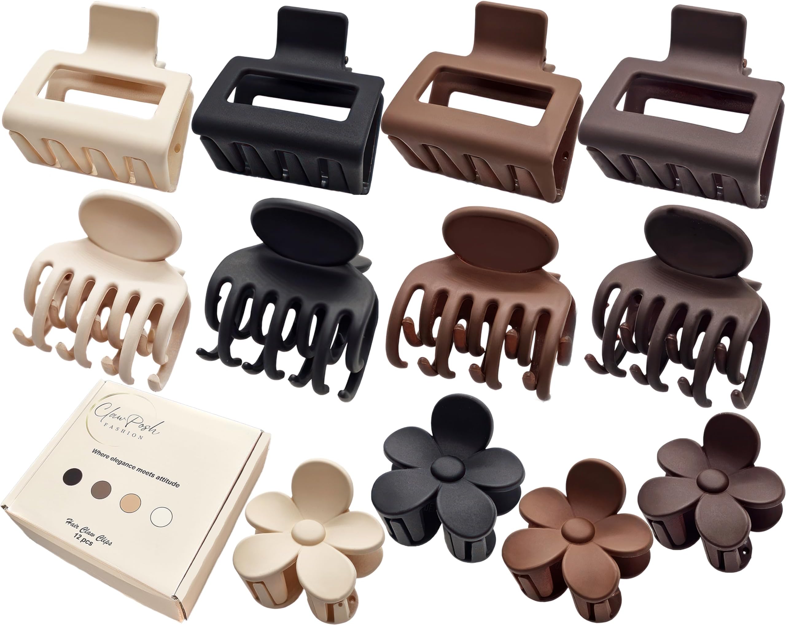 Amazon.com: 6 Pack 4.1 Inche Large Rectangle Hair Claw Clips Matte ...