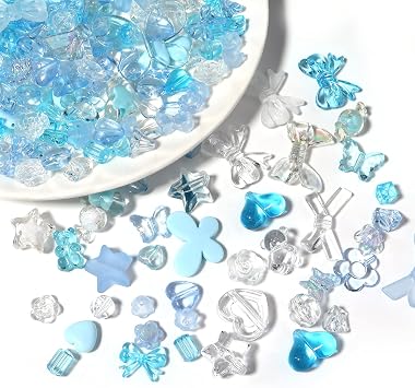 Amazon.com: Forise 120pcs Acrylic Blue Assorted Beads Mix Random Style ...