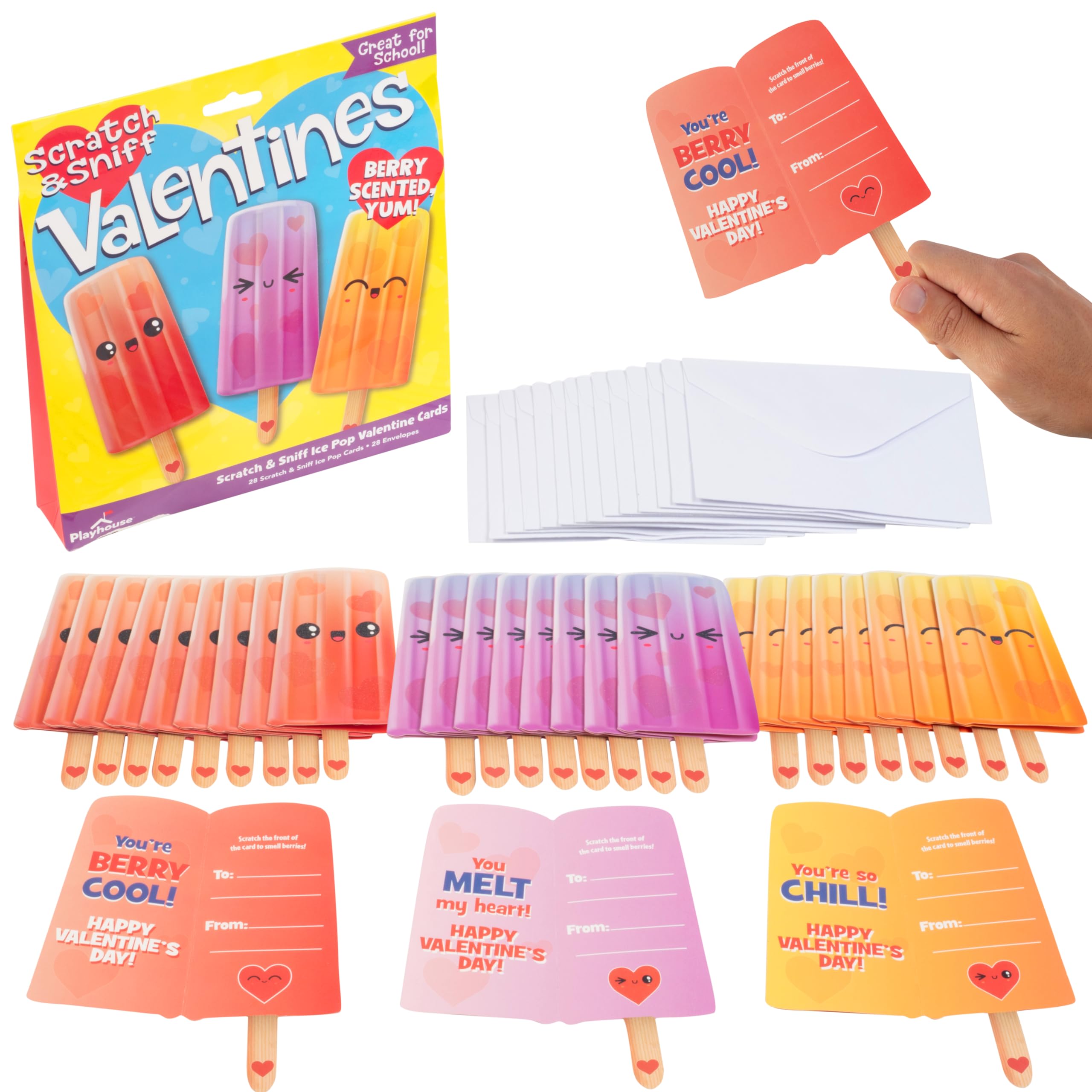 Amazon.com: Playhouse Scratch & Sniff Popsicle Valentine's Day Card Set ...