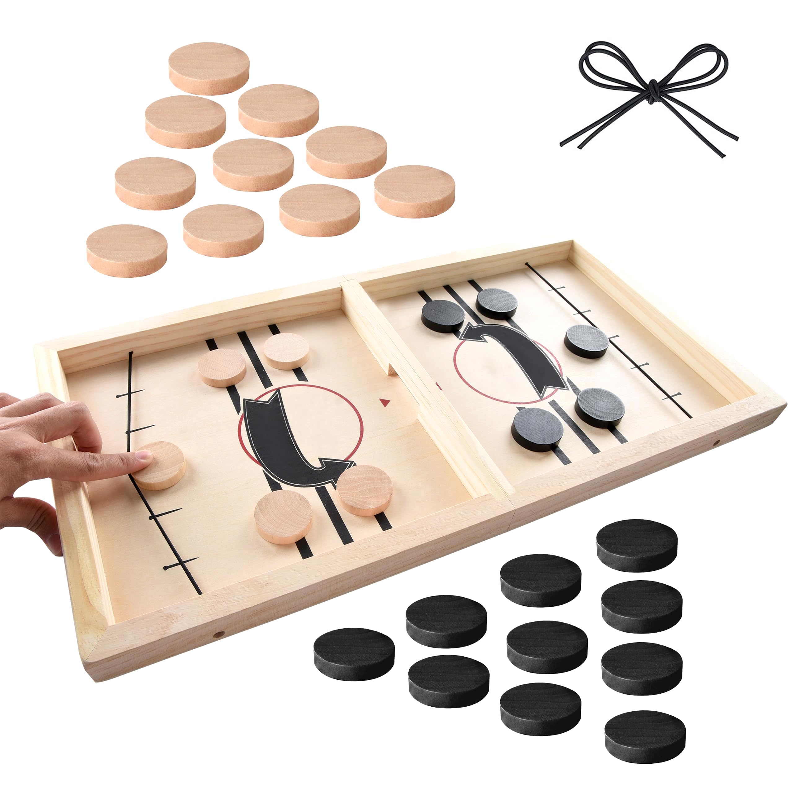 Amazon.com: Fast Sling Puck Game, TMIYO Wooden Table Hockey Game for ...