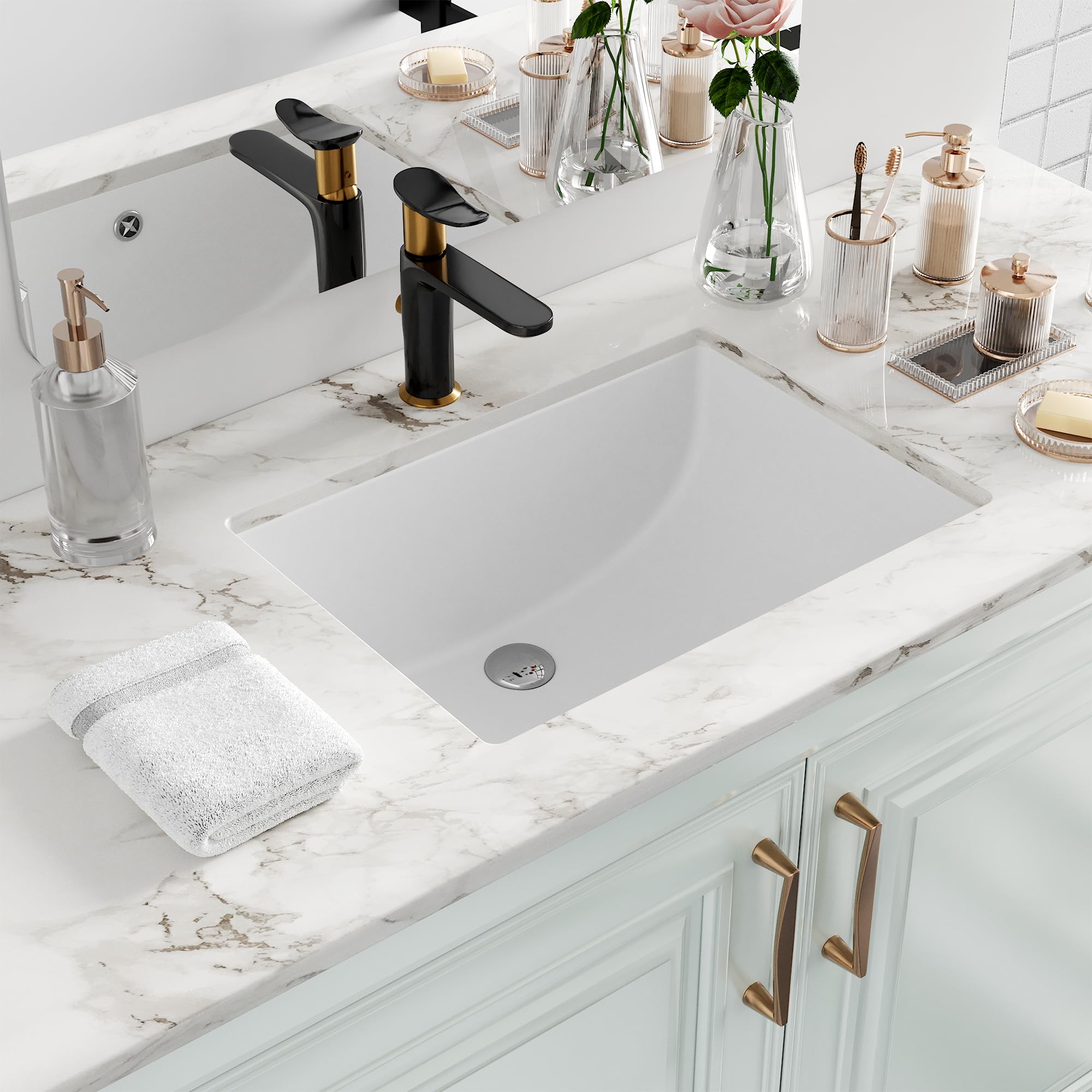 Undermount Bathroom Sink Rectangle, Hugsleek Interior Bowl Size 19 x 13 ...