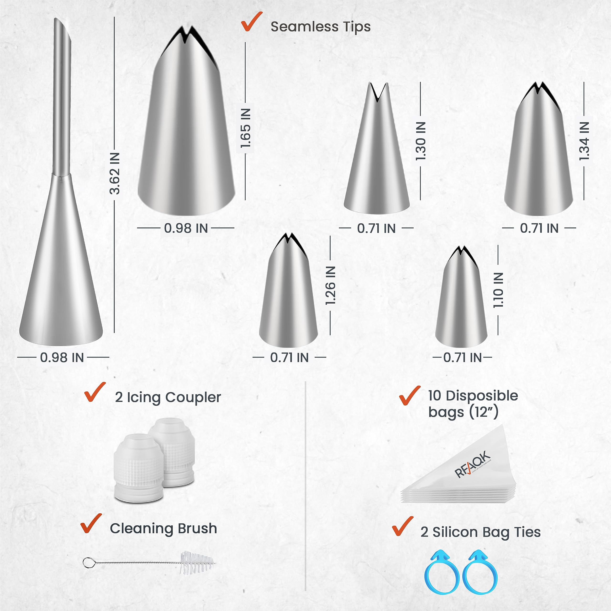 Snapklik.com : Piping Tips Set For Beginners, Seamless No Joint Leaf ...