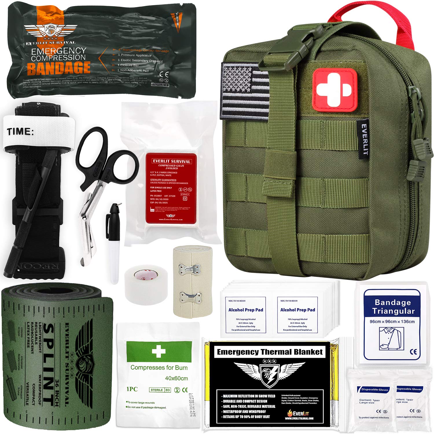Buy EVERLIT Emergency Trauma Kit, CAT GEN-7 Tourniquet 36" Splint ...
