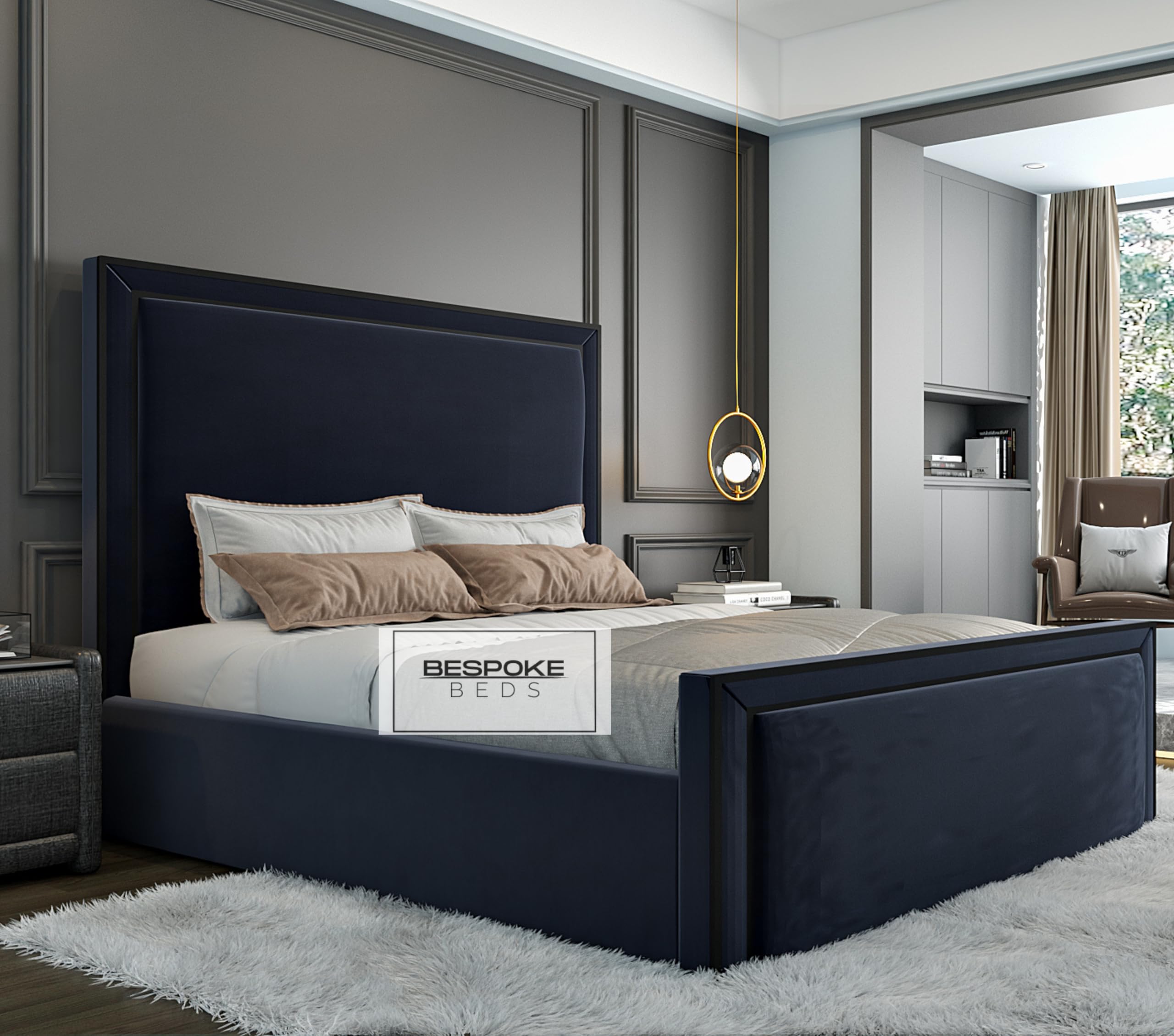 BESPOKE BEDS Fabric Upholstered Bed Frame, Ottoman Storage Bed Frame ...