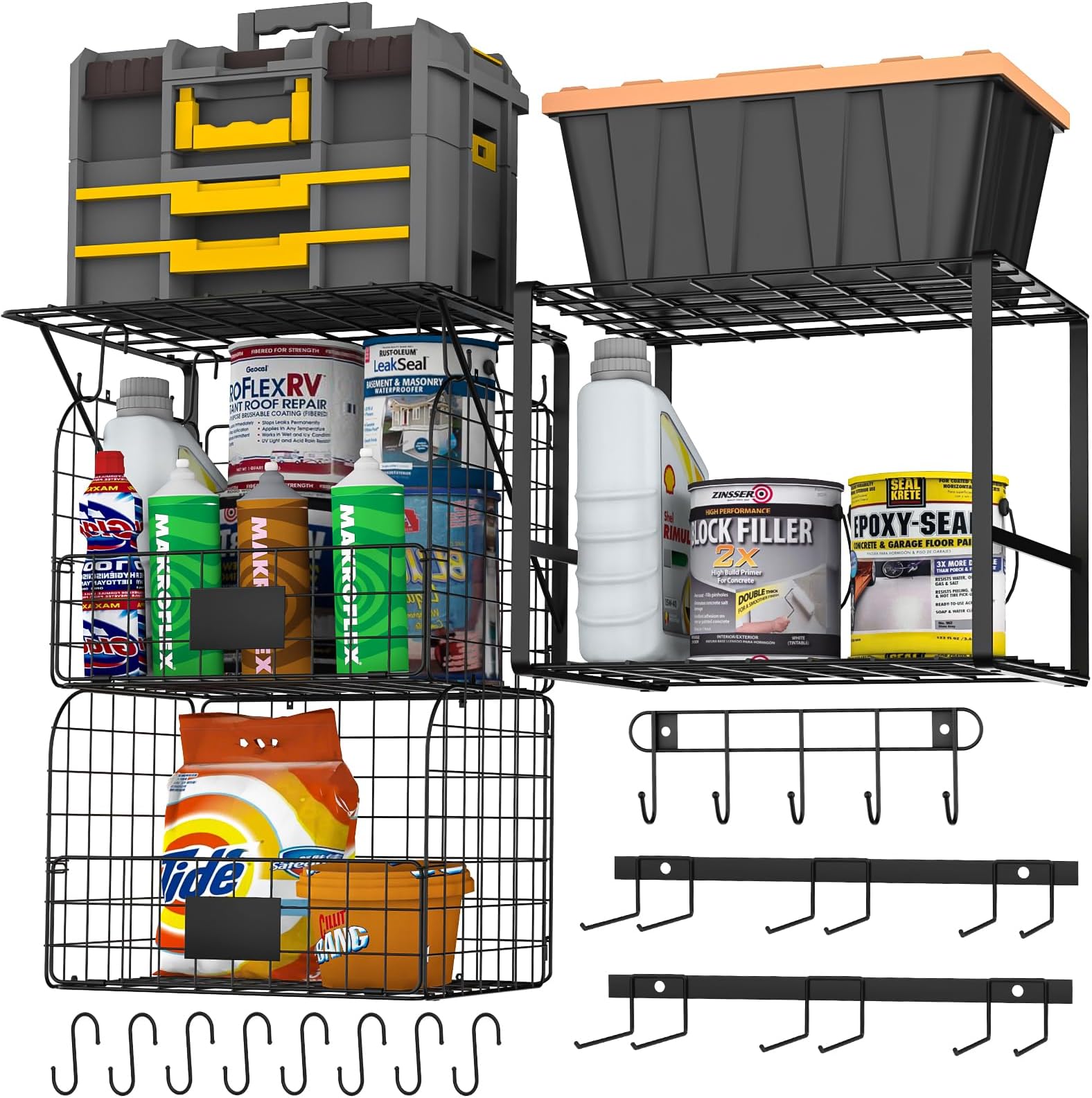 Amazon.com: TORACK 2 Pack Garage Storage Wall Shelves, 15" x 45" Wall ...