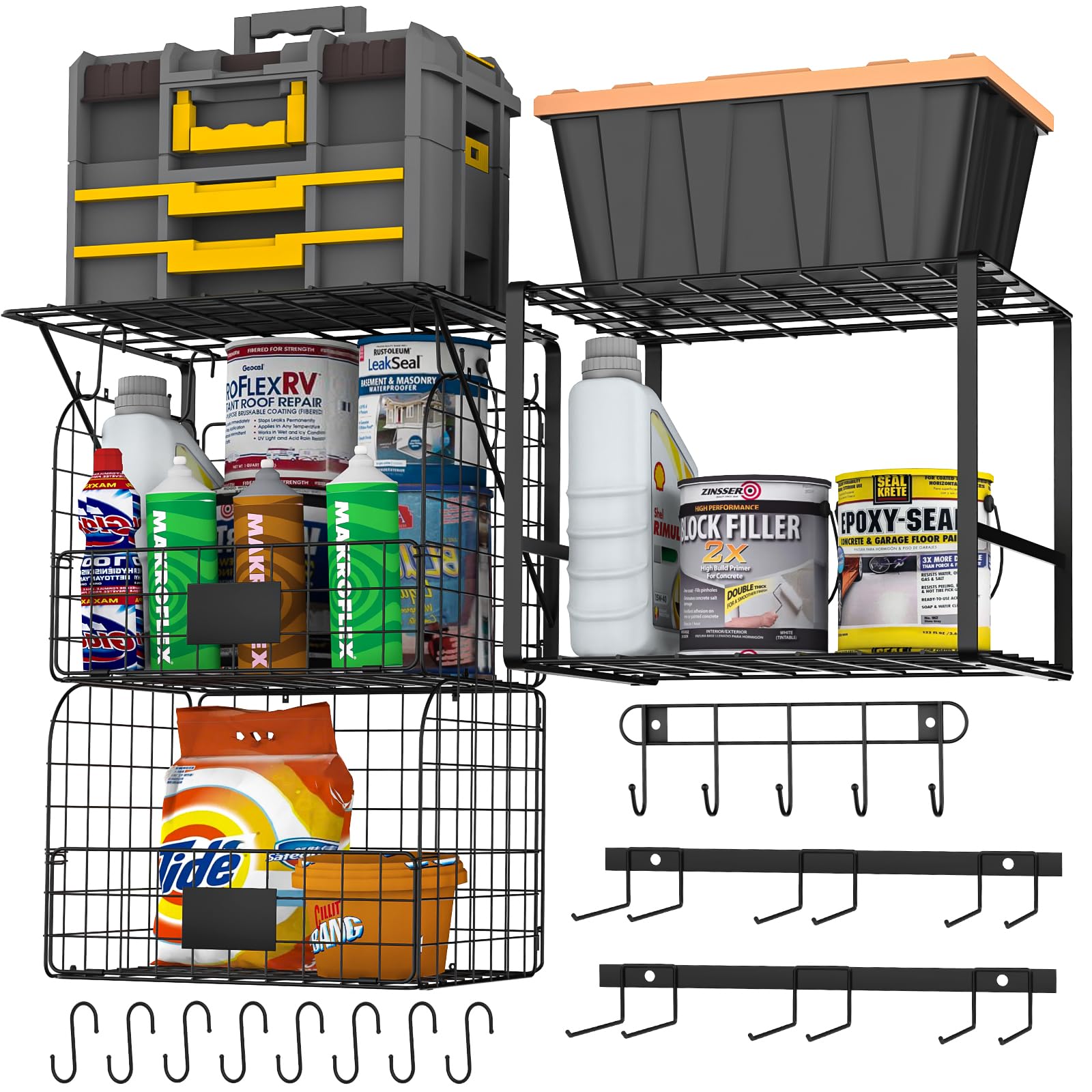 Amazon.com: ALIESTFDNO Garage Shelves Wall Mount with Wire baskets, 8 ...