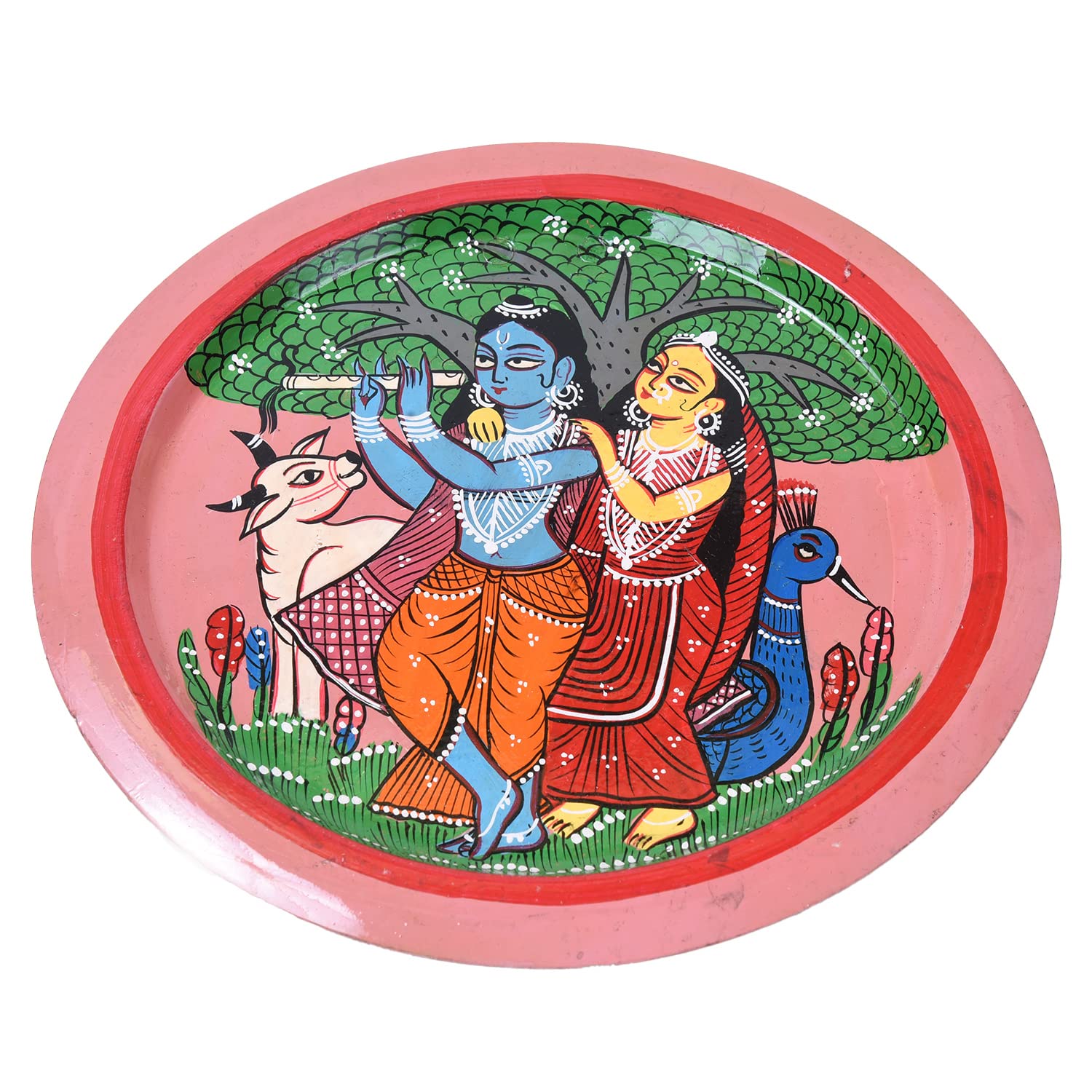 Buy DACA SMALL RADHA-KRISHNA PATACHITRA PAINTED METAL PLATE Online at ...