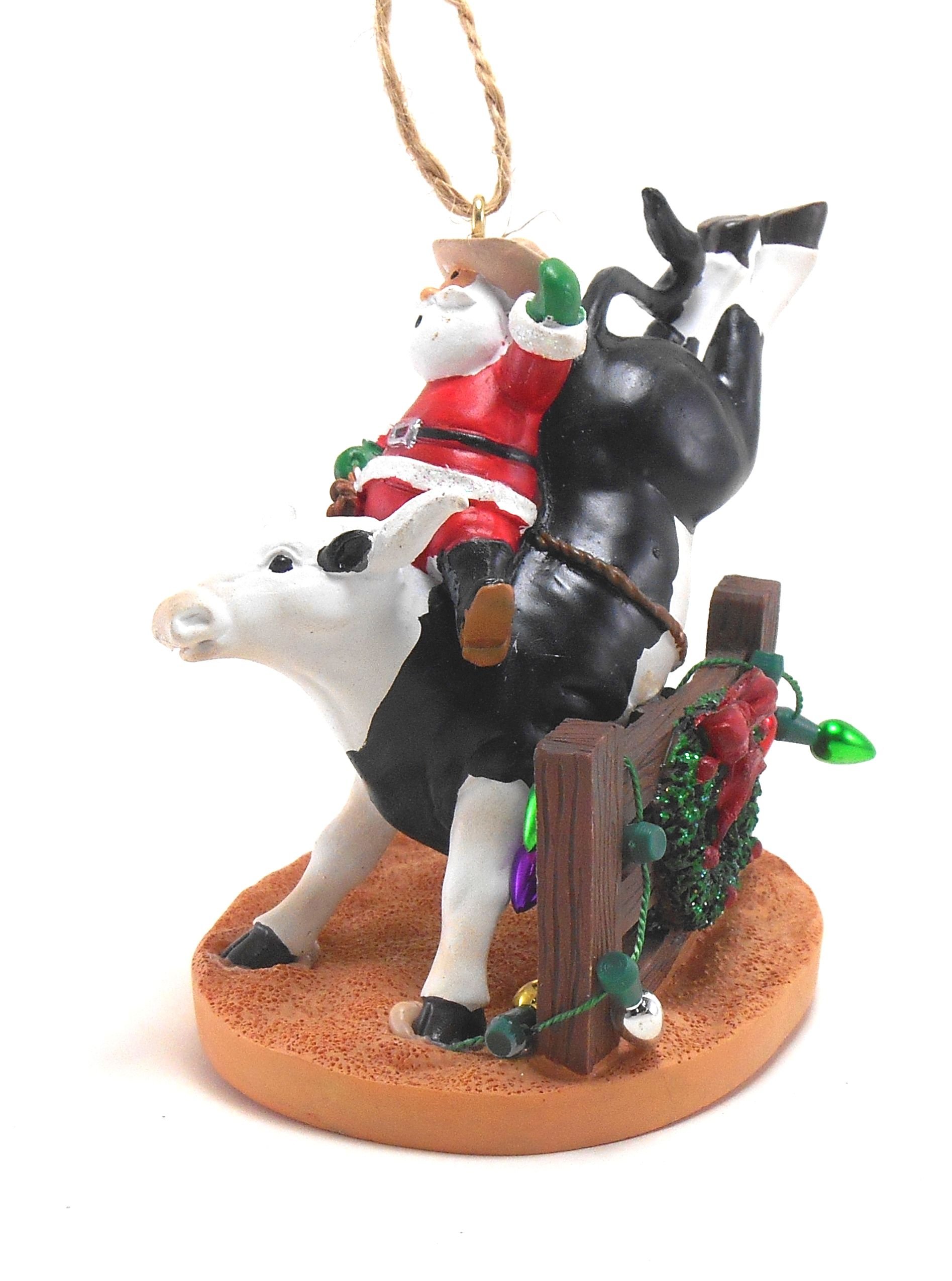 Amazon.com: Cape Shore Santa Riding Bull Ornament, 3.5-inches ...