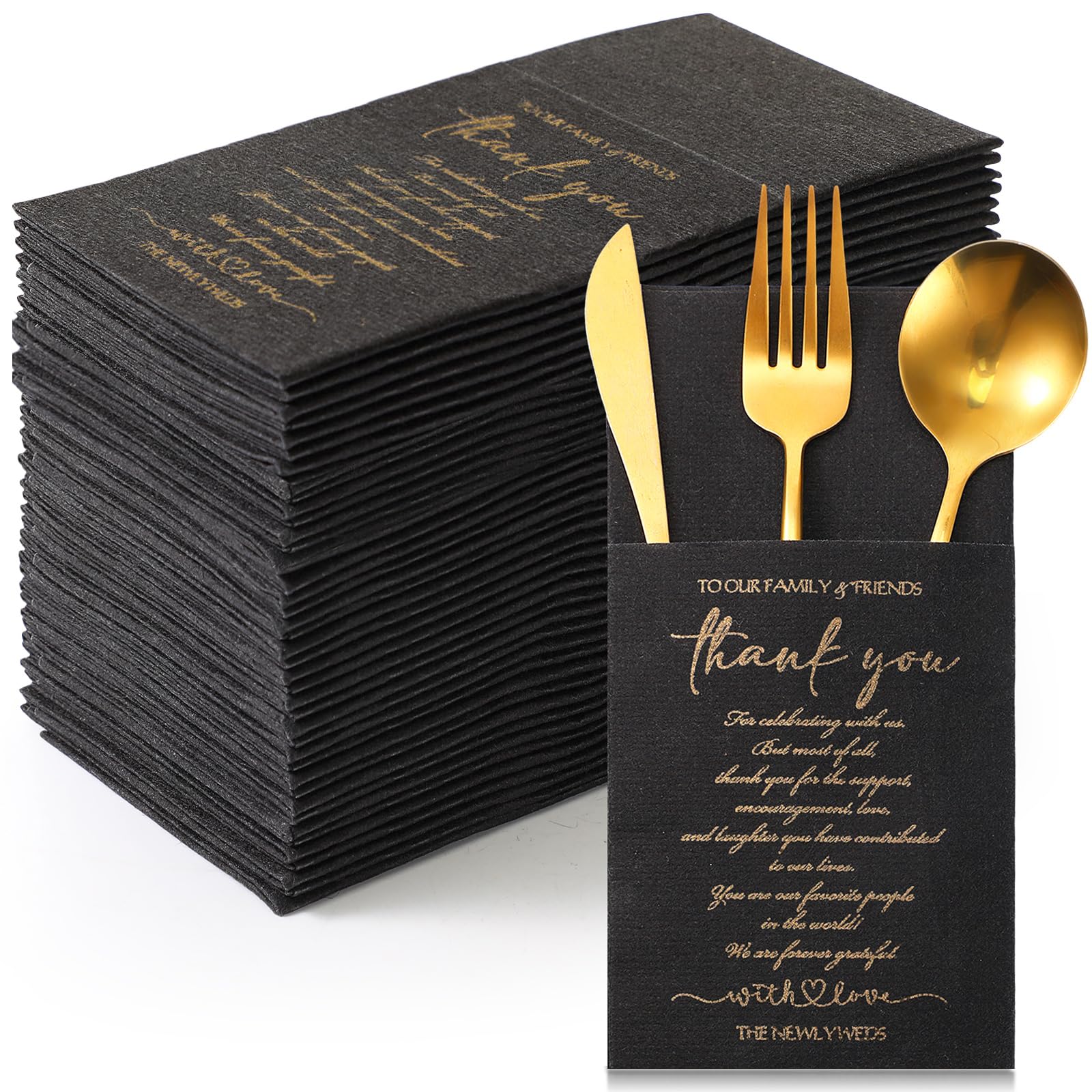 Amazon.com | Qilery 100 Plain Thank You Wedding Napkins Cocktail ...