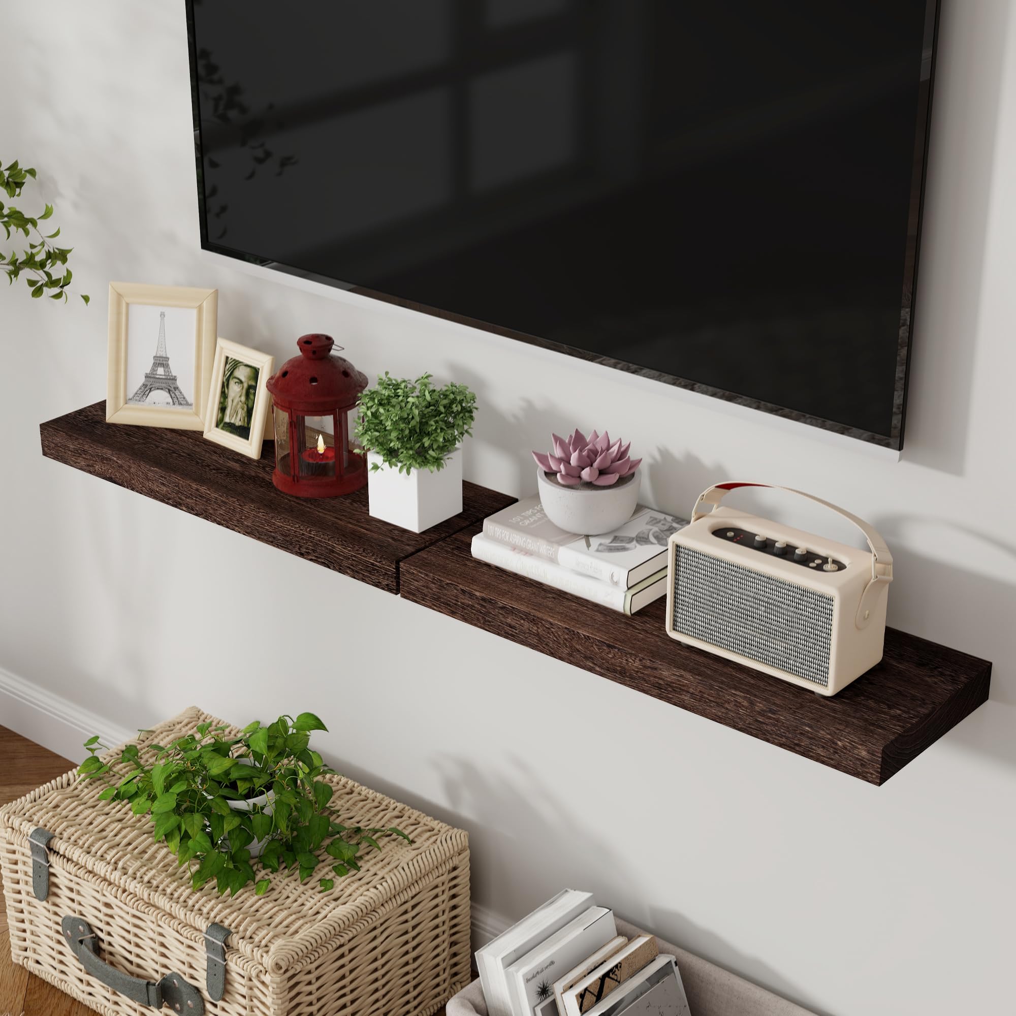 Snapklik.com : Axeman Floating Shelves, 8 Inch Deep Rustic Solid Wood ...