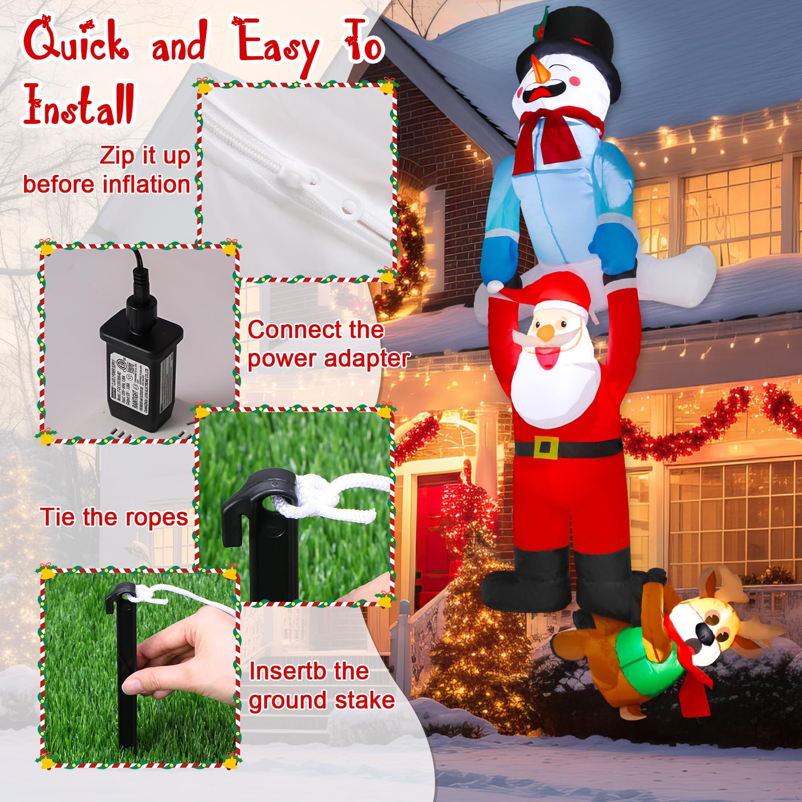 Snapklik.com : 8FT Christmas Inflatable Decoration Snowman Pulling ...