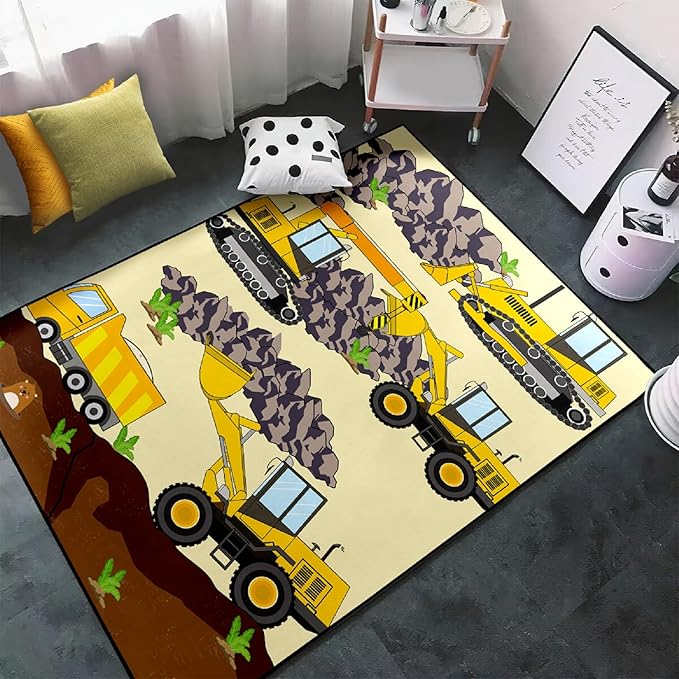 Amazon.com: Construction Rugs for Boys Room - Construction Play Rug ...