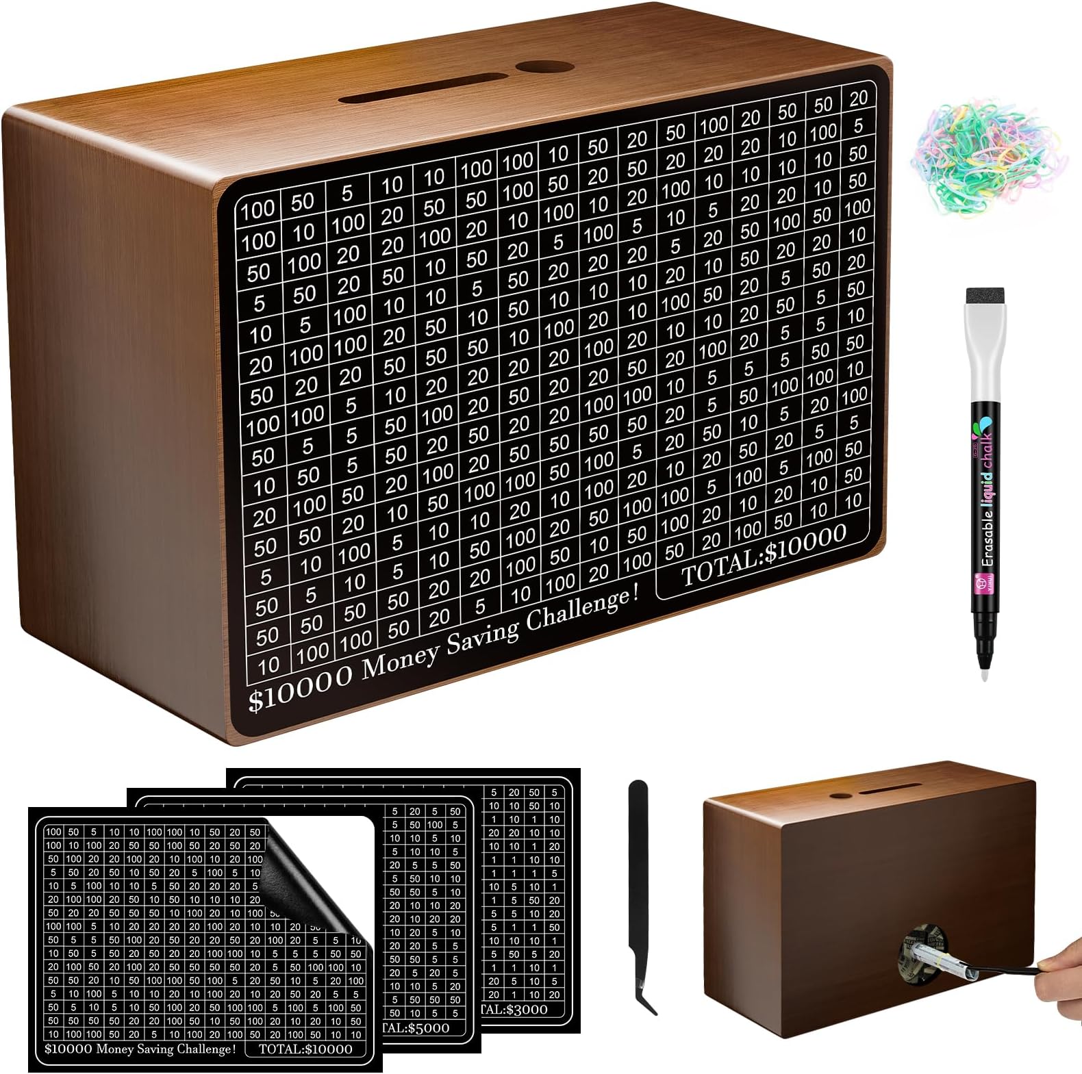 Amazon.com: 10000 Savings Challenge Box, Money Saver Box 10k Smash ...