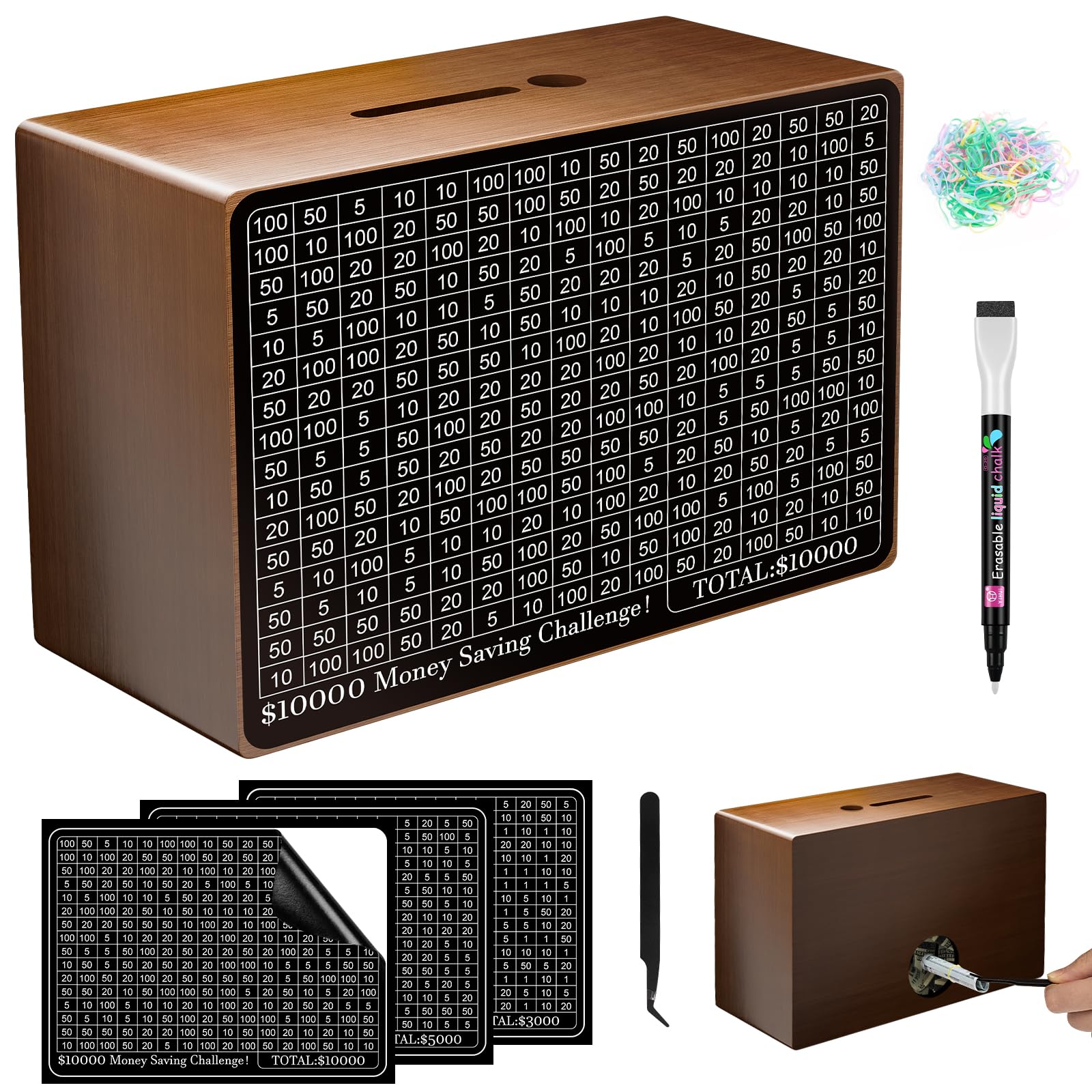 Amazon.com: Wooden Money Saving Box, Cash Savings Box for $10000 $5000 ...