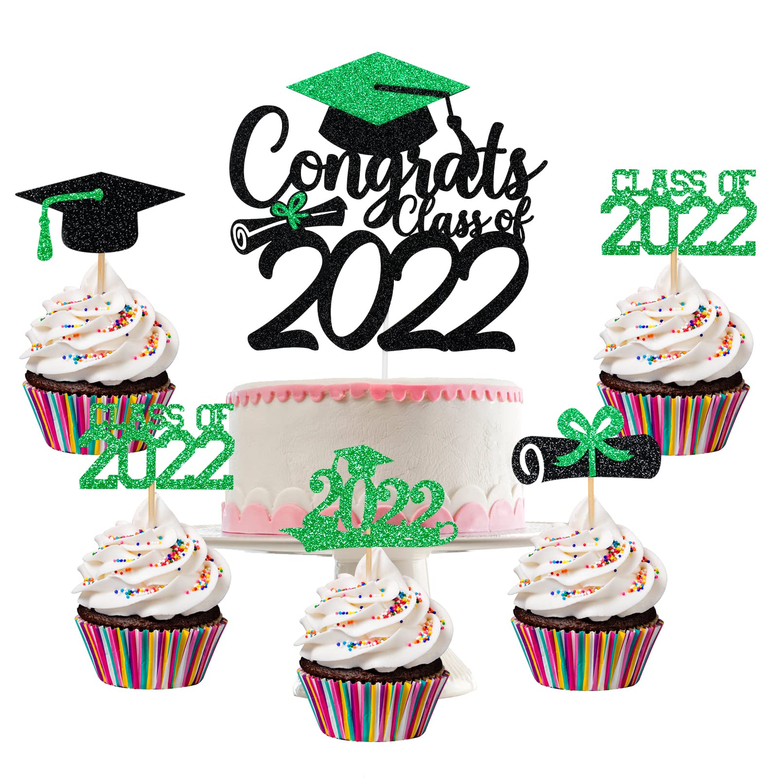 Buy Graduation Decorations 2022- Congrats Class of 2022 Cake Topper ...