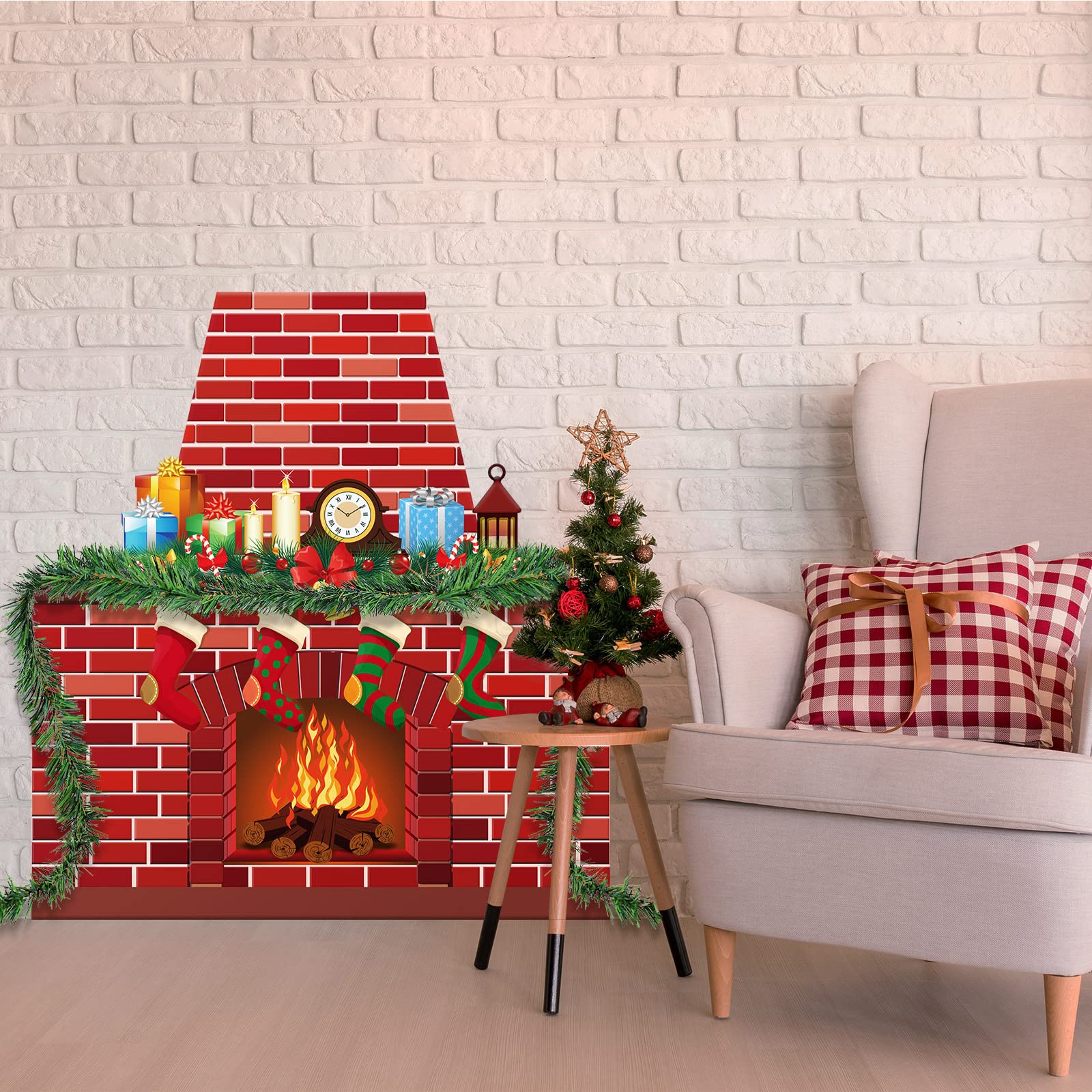 Snapklik.com : TaoBary Christmas Cardboard Fireplace 35.4 X 38.6 Inch ...