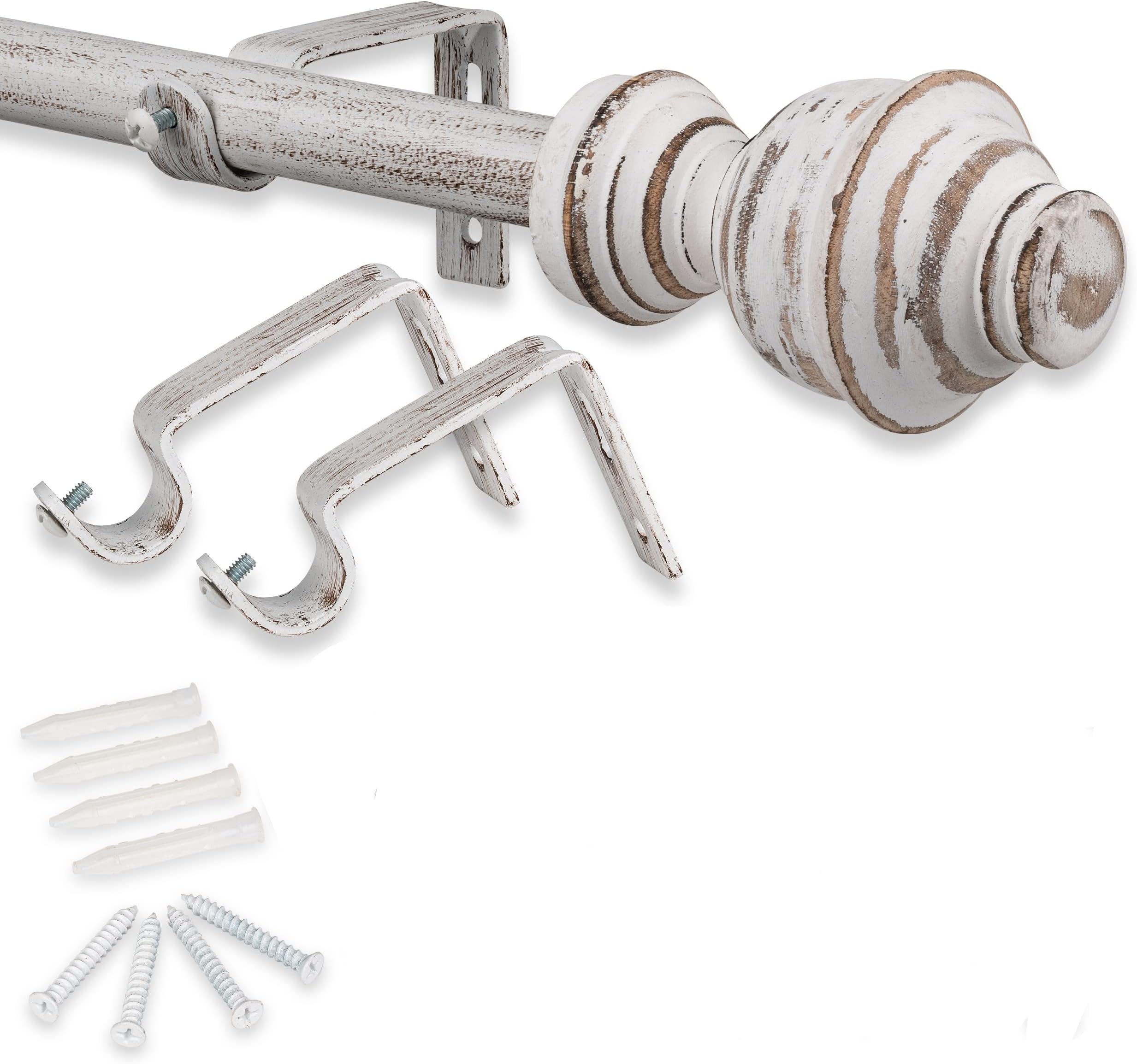 Amazon.com: (Single) Farmhouse Rustic Curtain Rods Distressed White 28 ...