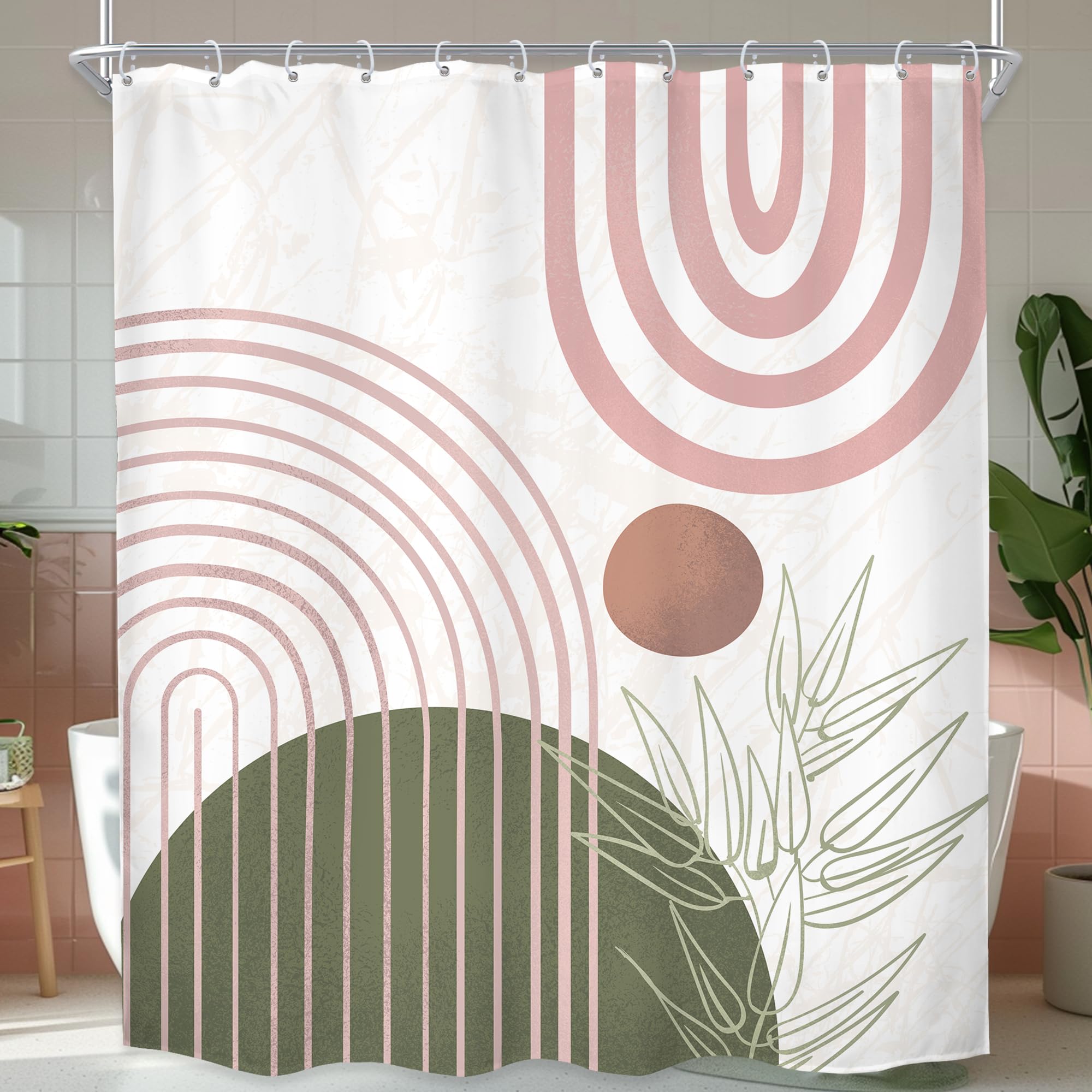Amazon.com: KOMLLEX Chic Abstract Shower Curtain for Bathroom Decor Boho Leaves Tropical Mid ...