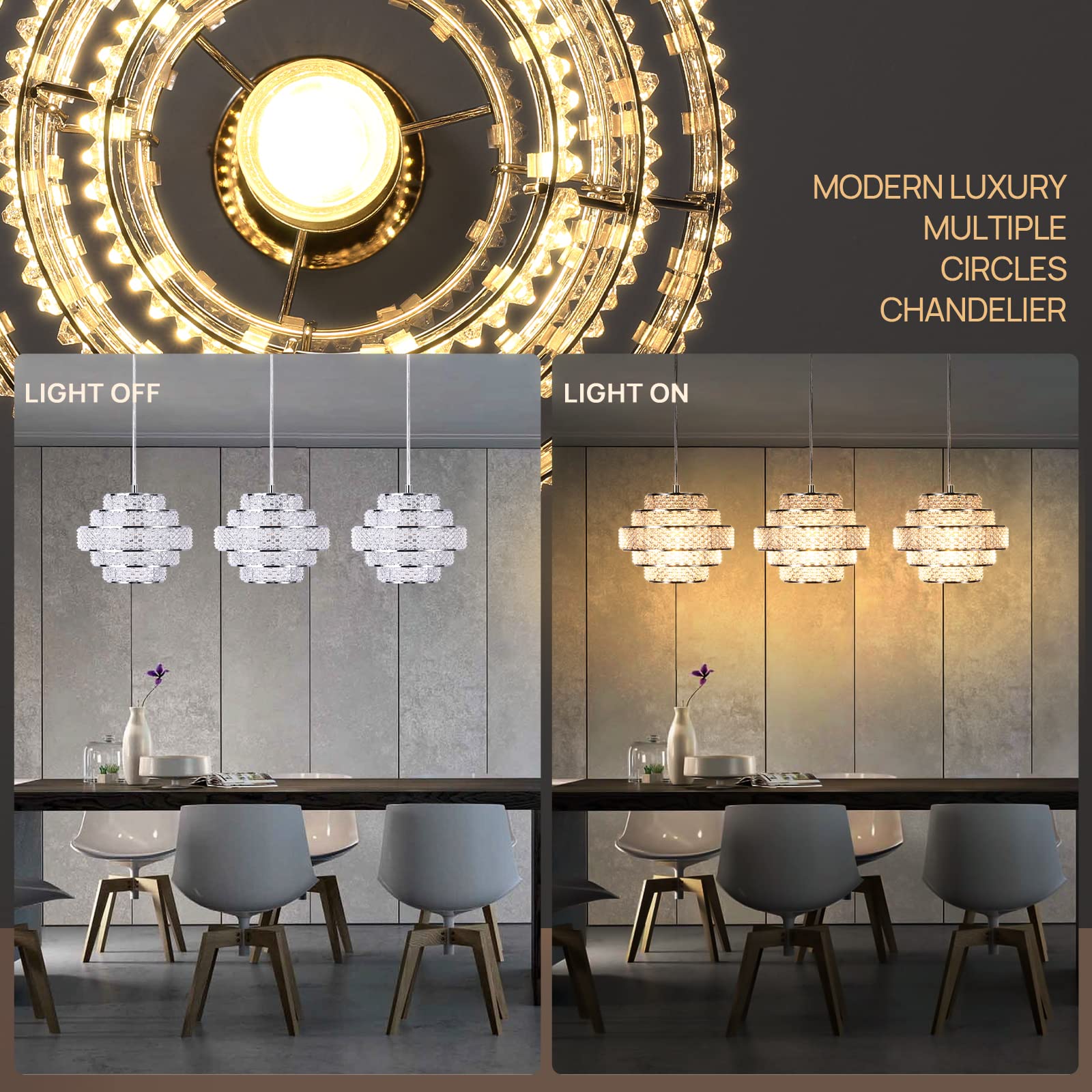 Modern Pendant Light Adjustable Height Hanging Light Fixture Acrylic ...