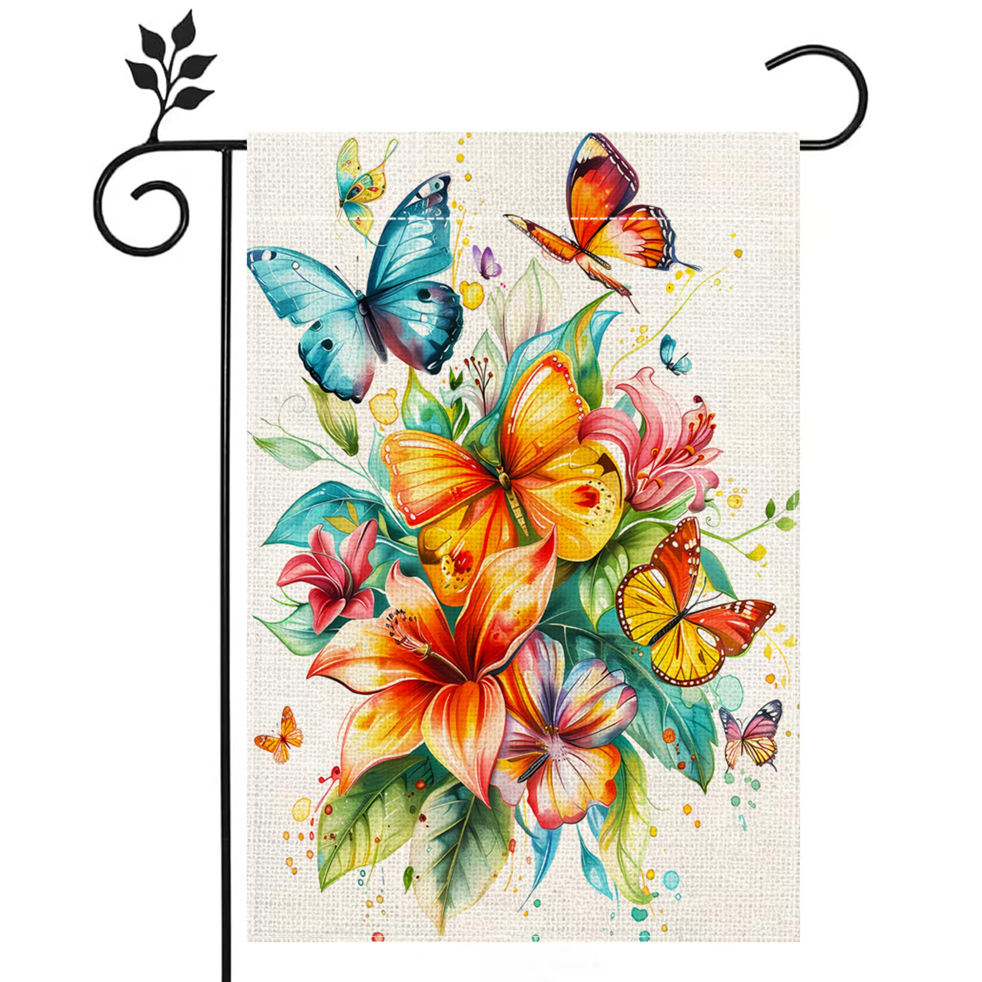 Amazon.com : Spring Garden Flag for Outside, Colorful Butterfly Floral ...