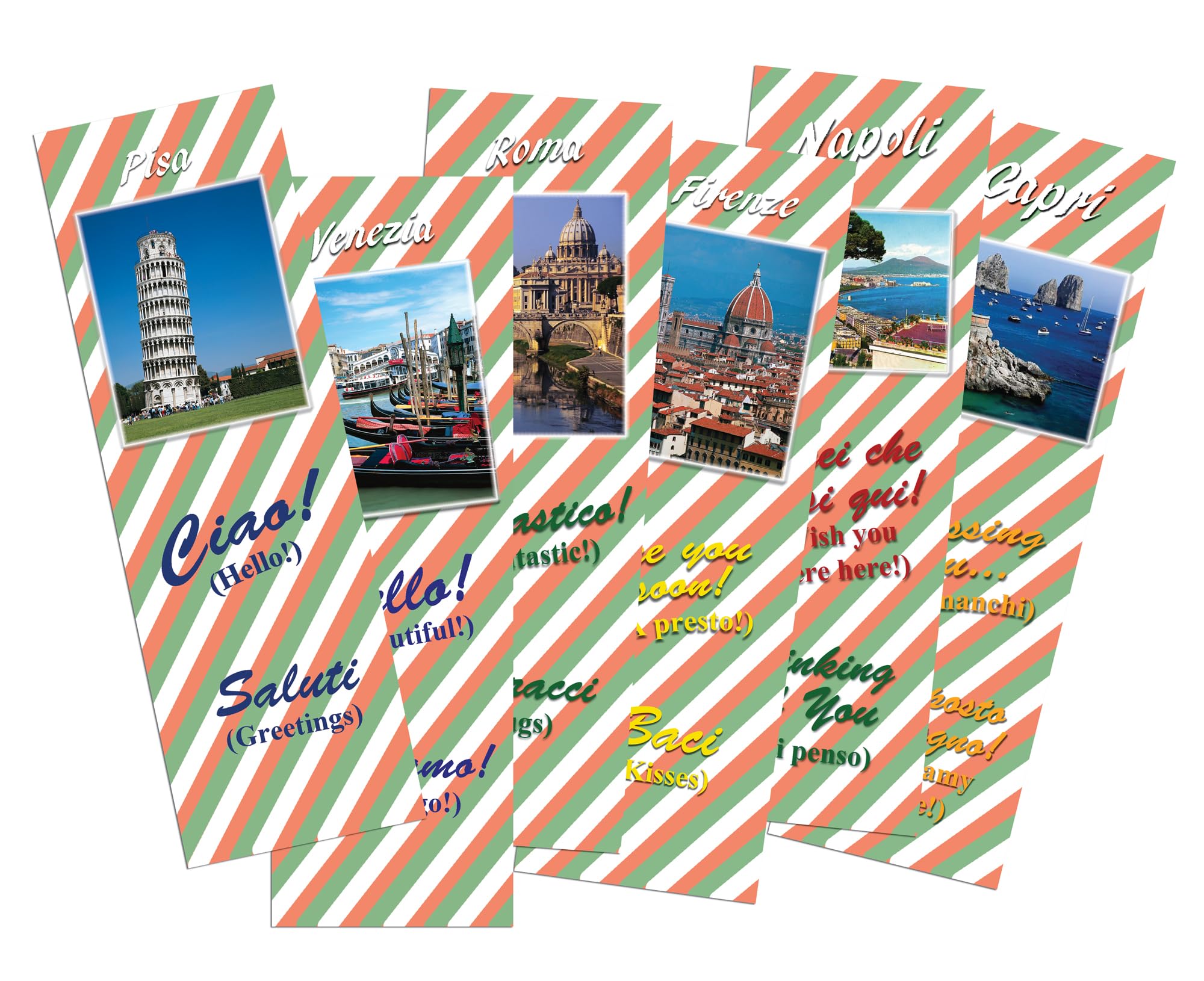 Amazon.com: Italian English Bilingual Bookmarks - Assorted Images of ...