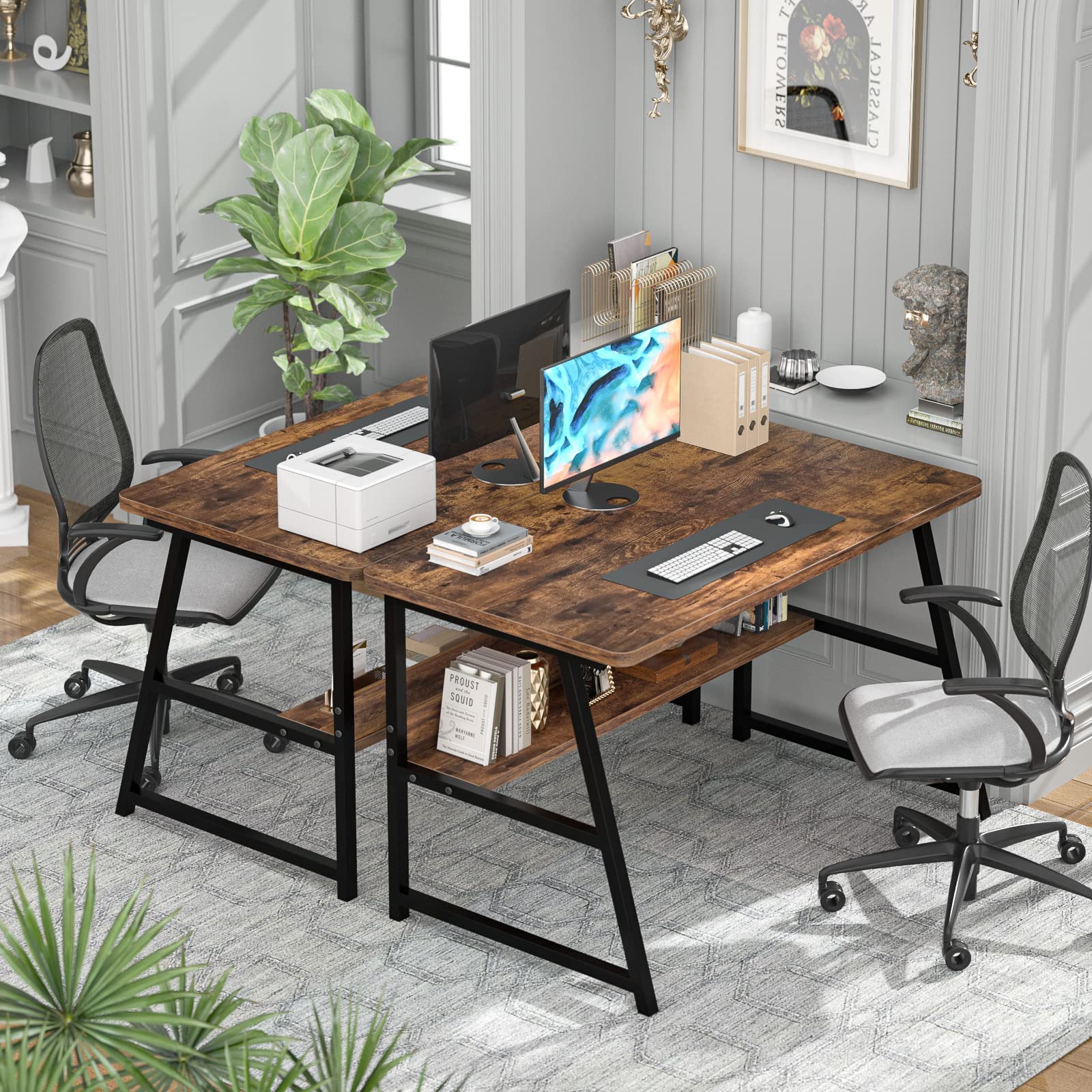 Topfurny Computer Desk 39 Inch Modern Sturdy Writing Desk with ...