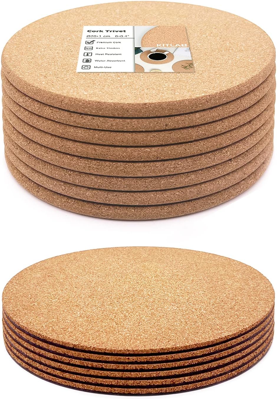 Amazon.com: 8 Pack High Density Thick Cork Trivets for Hot Dishes & 6 ...