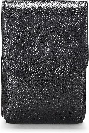 Amazon.com: Chanel, Pre-Loved Black Caviar 'CC' Cigarette Case, Black ...