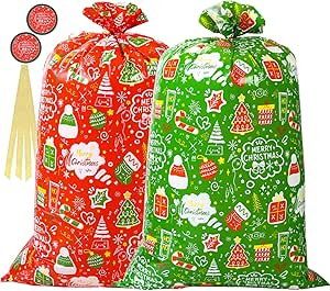 Amazon.com: HIHICHRIS Extra Large Christmas Gifts Bags 56”x 36”,2 Pcs ...