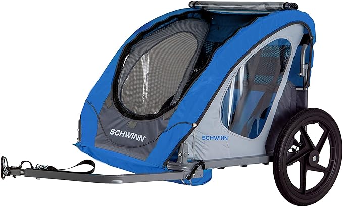Amazon.com : Schwinn Shuttle Foldable Bike Trailer, 2 Passengers (Blue ...