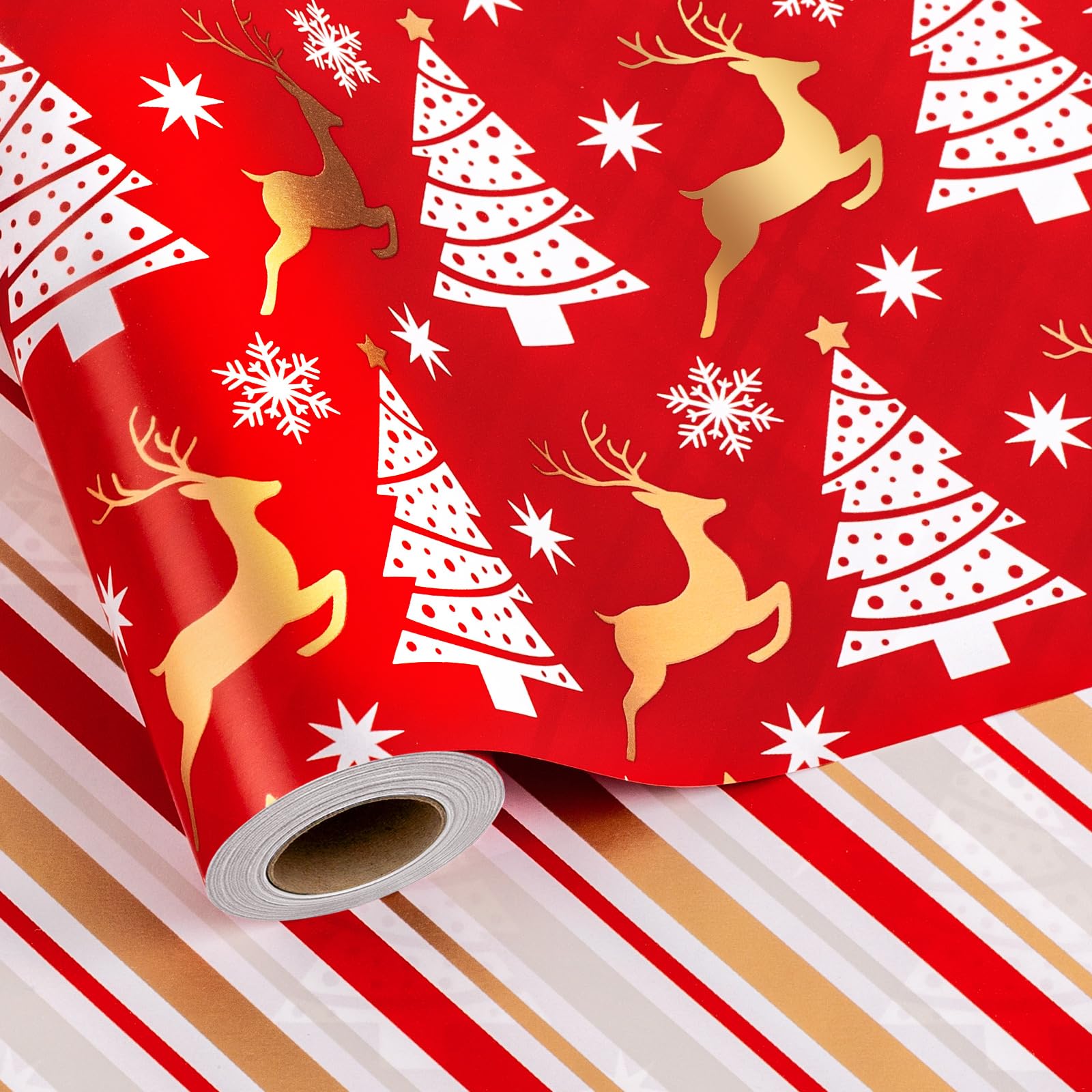 Amazon.com: HOMERAL Christmas Wrapping Paper Roll - 46.8 sq.ft. (17in x ...