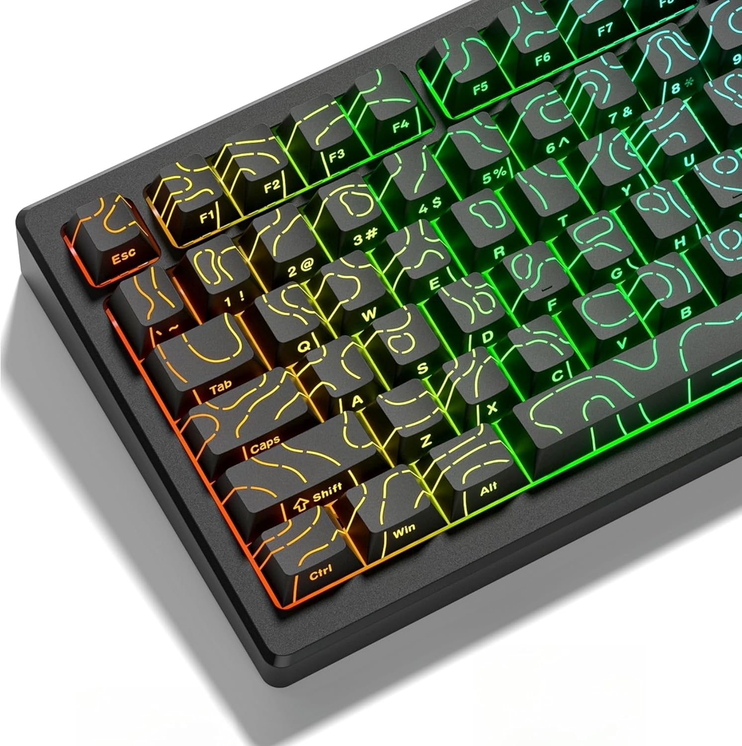 Amazon.com: dagaladoo Black Topographic keycaps Line Backlit keycaps ...