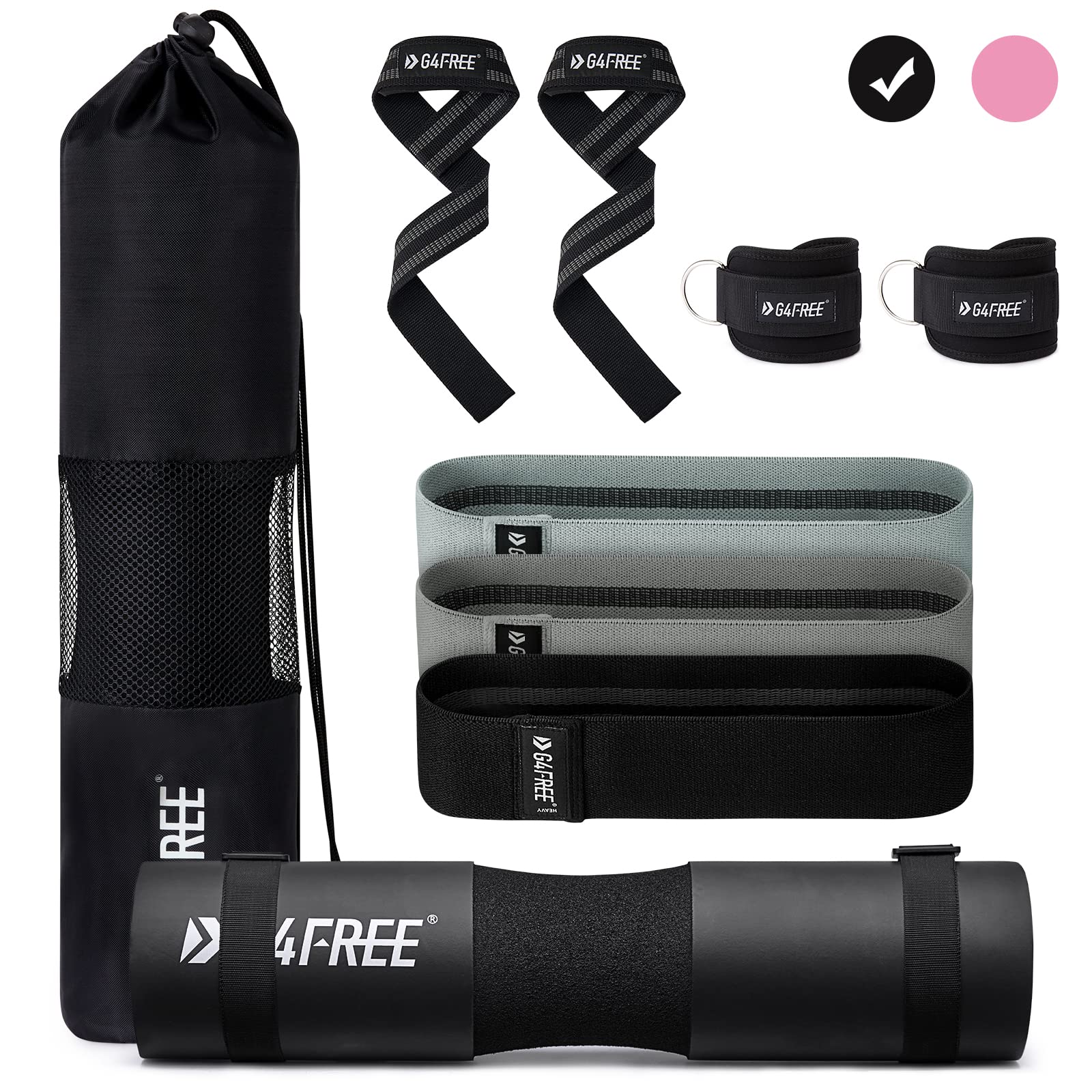 G4Free 9Pcs Barbell Pad Set for Squat, Hip Thrusts, Lunges, Leg day ...