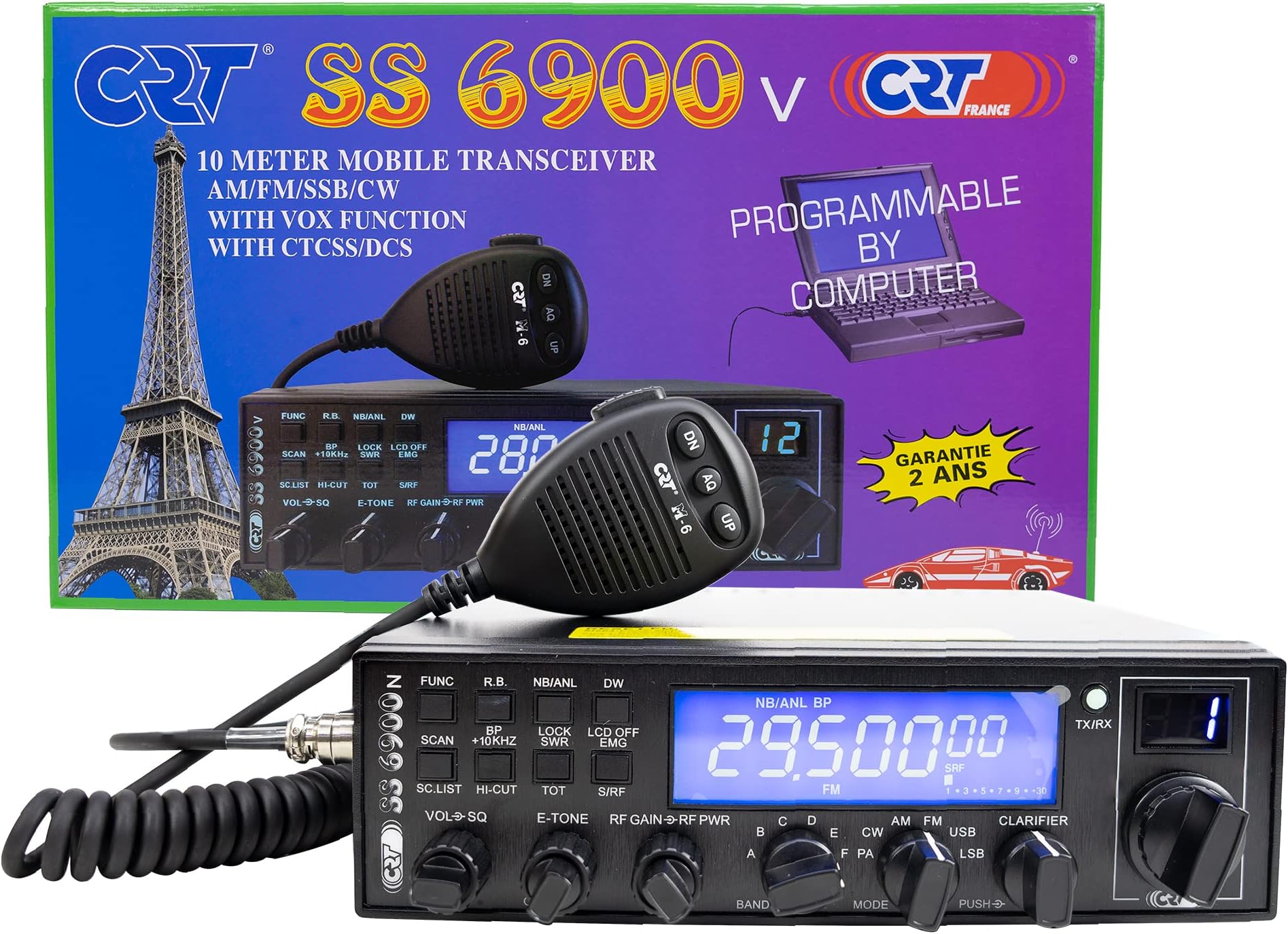 CB CRT SS 6900 VOX CB, AM, FM, USB, SSB, CW, PA, 28-29.7 MHz, ASQ, Gain ...