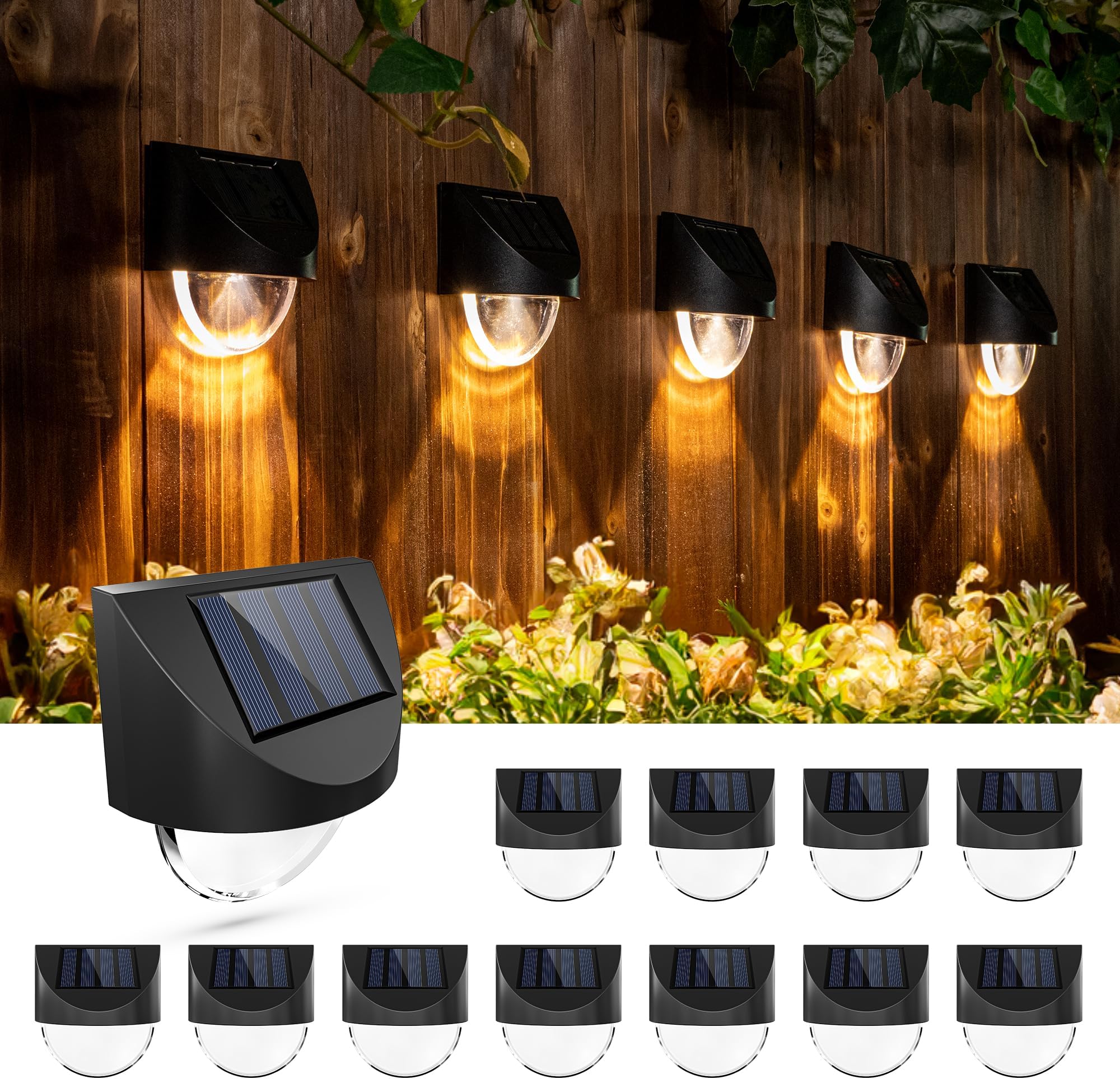 TIJNN Solar Deck Lights - 14Pack Outdoor Waterproof Lighting LED Lights ...