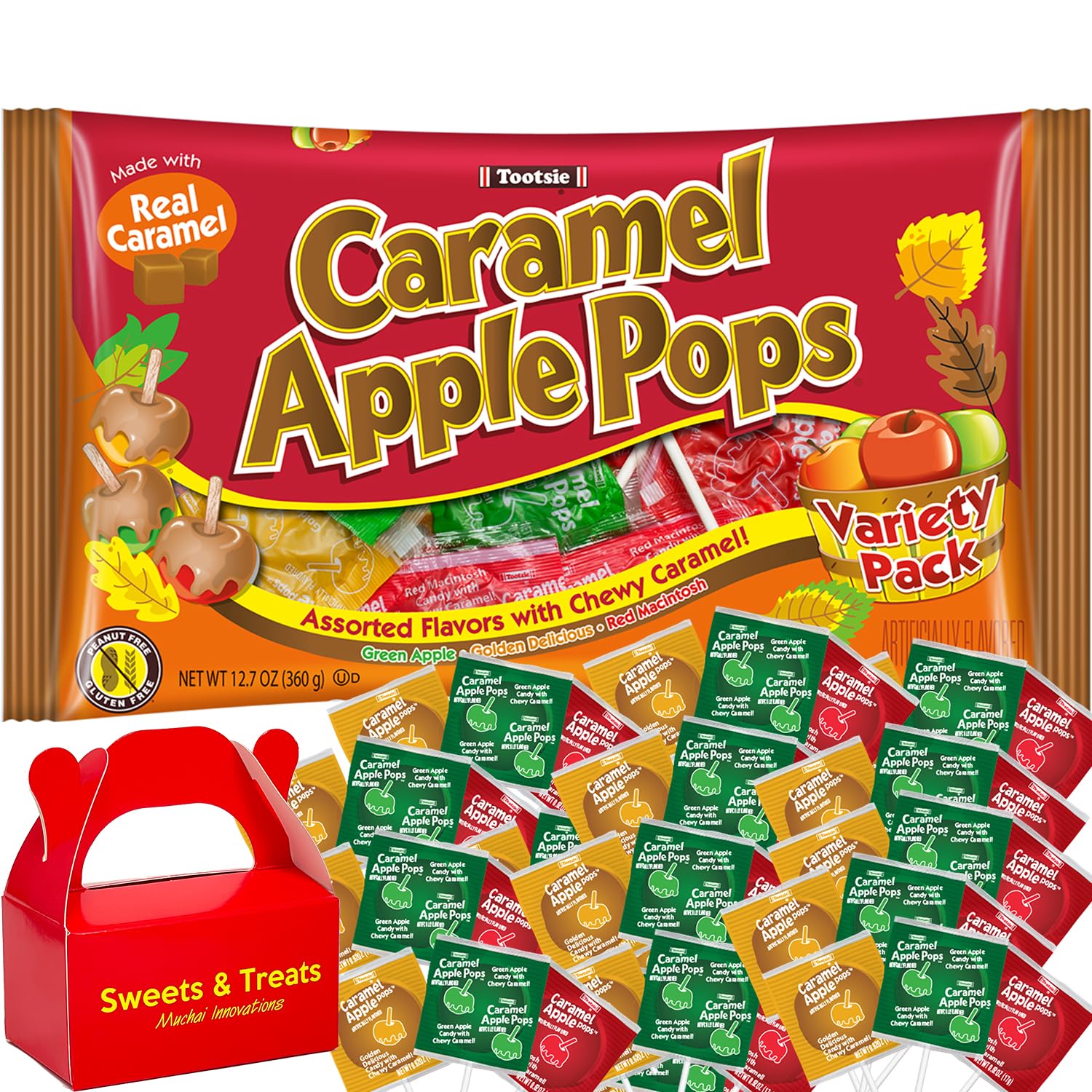 Amazon.com : Caramel Apple Pops Candy | Lollipop Suckers - Made with ...