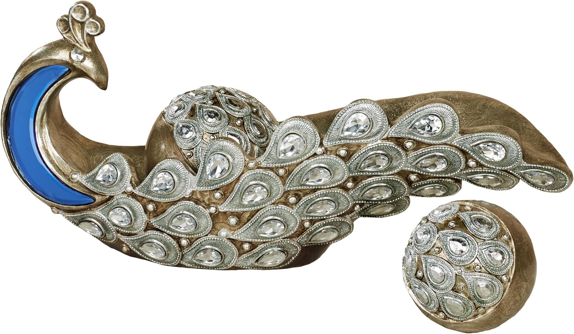 Amazon.com: Feathered Splendor Blue Peacock Table Bowl with Orbs Set of ...