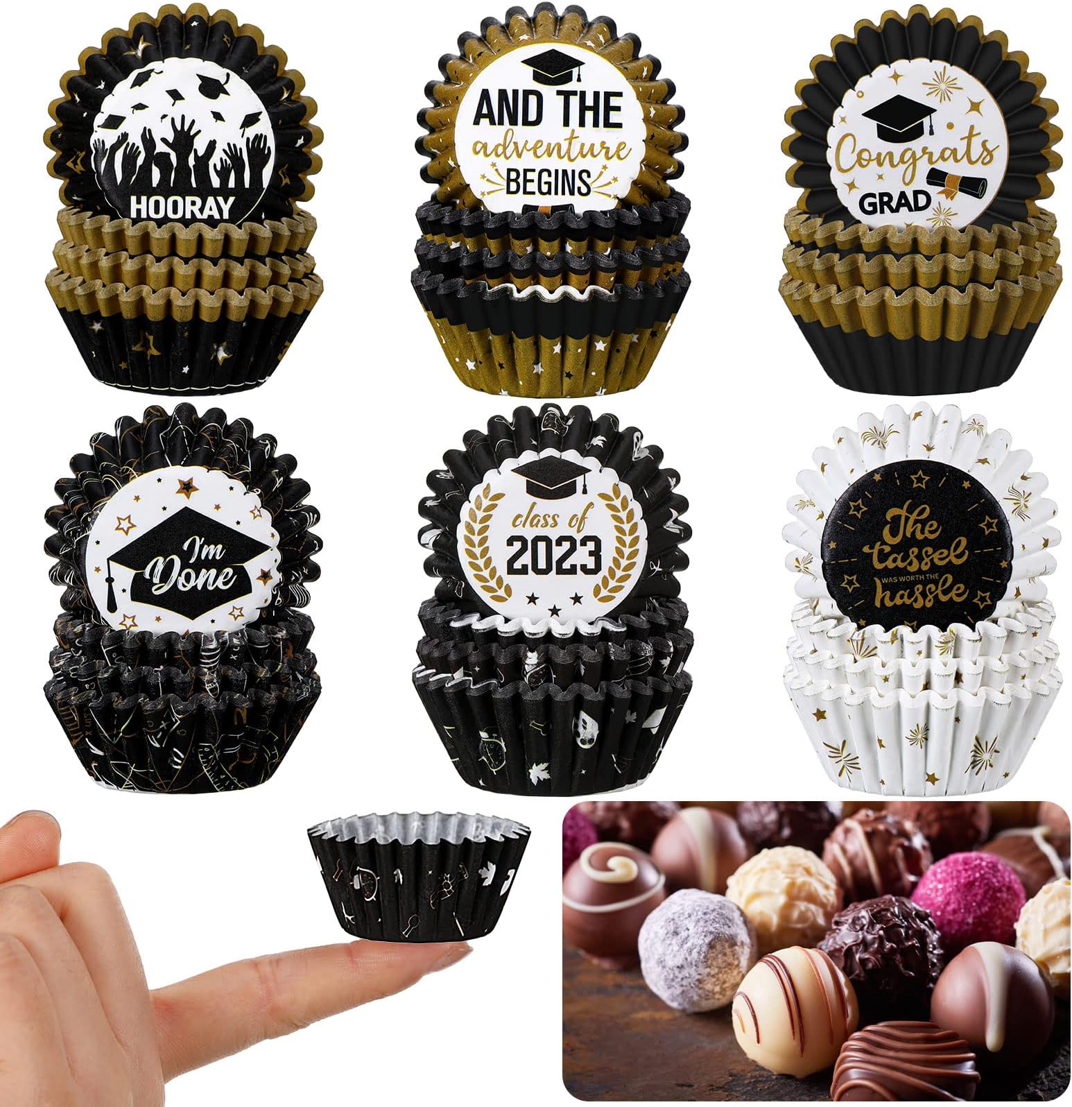 Amazon.com: 600 Counts Graduation Cupcake Liners Paper Mini Baking Cups ...