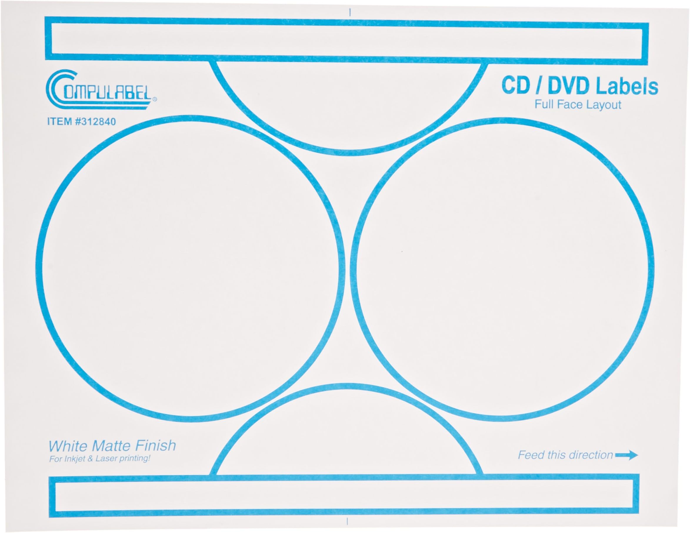Amazon.com : Compulabel White CD/DVD Full Face Labels for Laser and ...