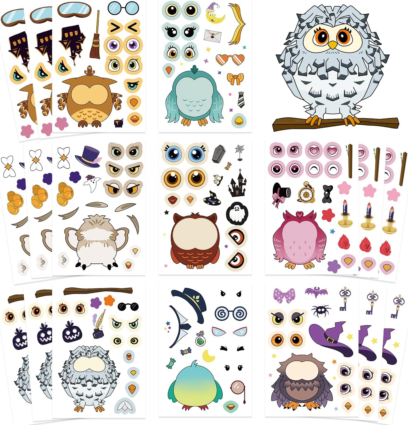 Amazon.com: Make a Face Sticker for Boys and Girls, 24 Sheets Owl ...