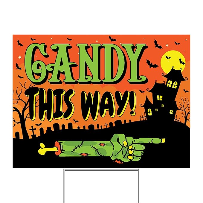 Amazon.com: Imagine Signs | Halloween | Candy This Way Yard Sign