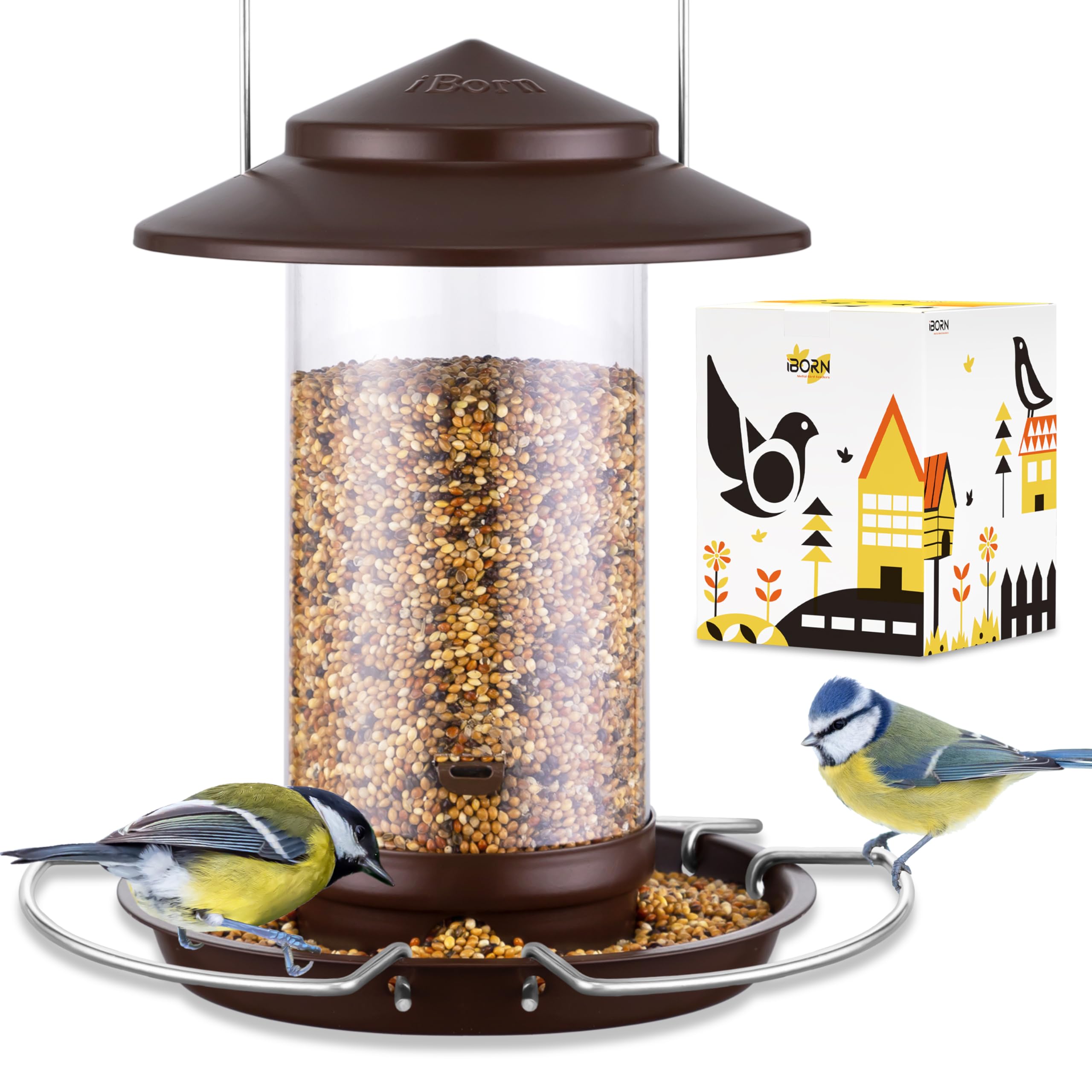 Snapklik.com : iBorn Bird Feeder Metal Squirrel Chew-Proof Bird Feeders ...