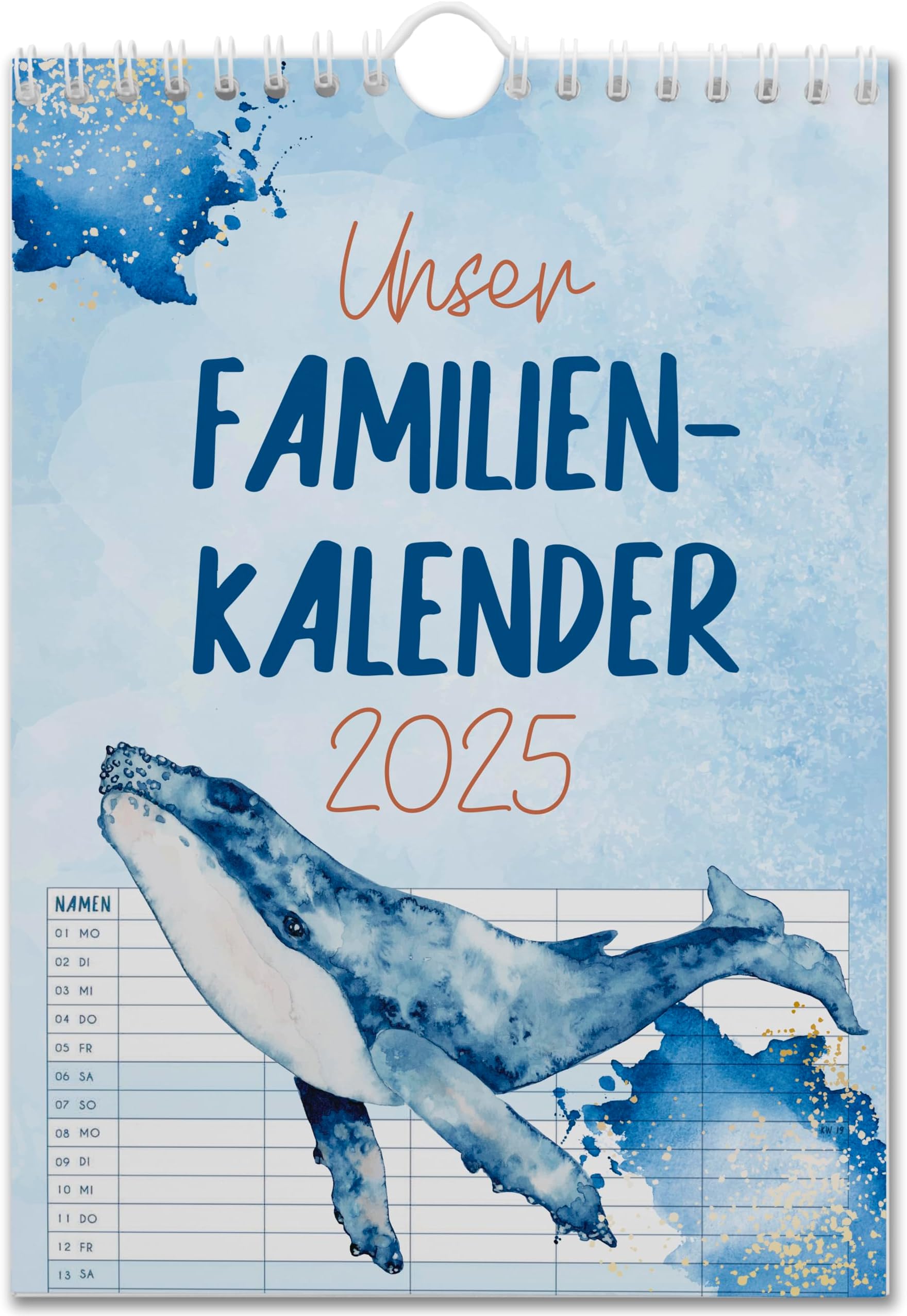 XXL Familienplaner 2025 - Wal - 5 Spalten - viel Platz DIN A3 - für 5 ...