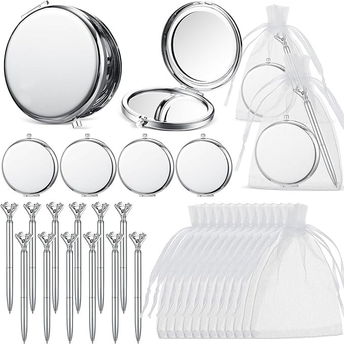 Amazon.com: Briwooody 12 Set Compact Mirrors Bulk Wedding Favors for ...