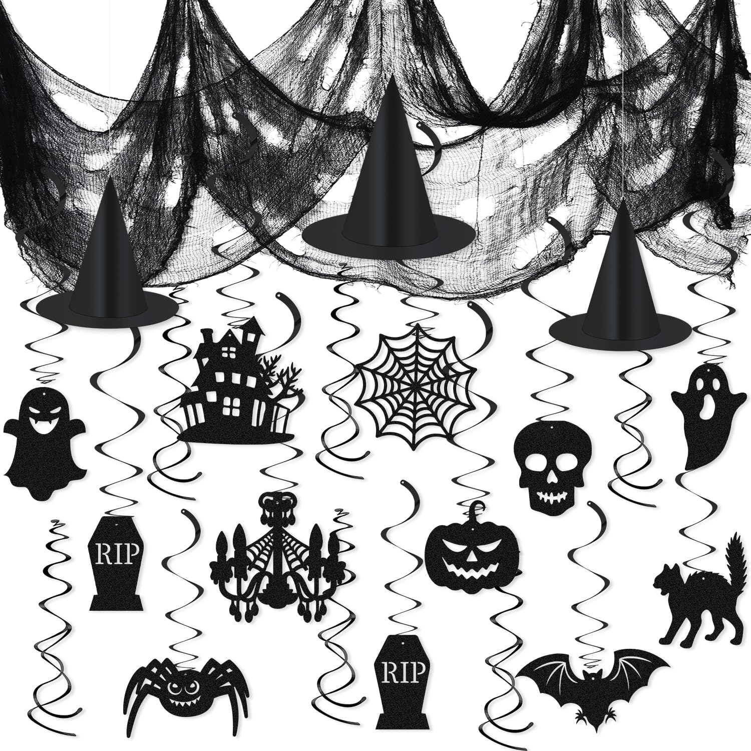 Amazon.com: Levvcirki 35 PCS Halloween Party Decorations Hanging Swirl ...