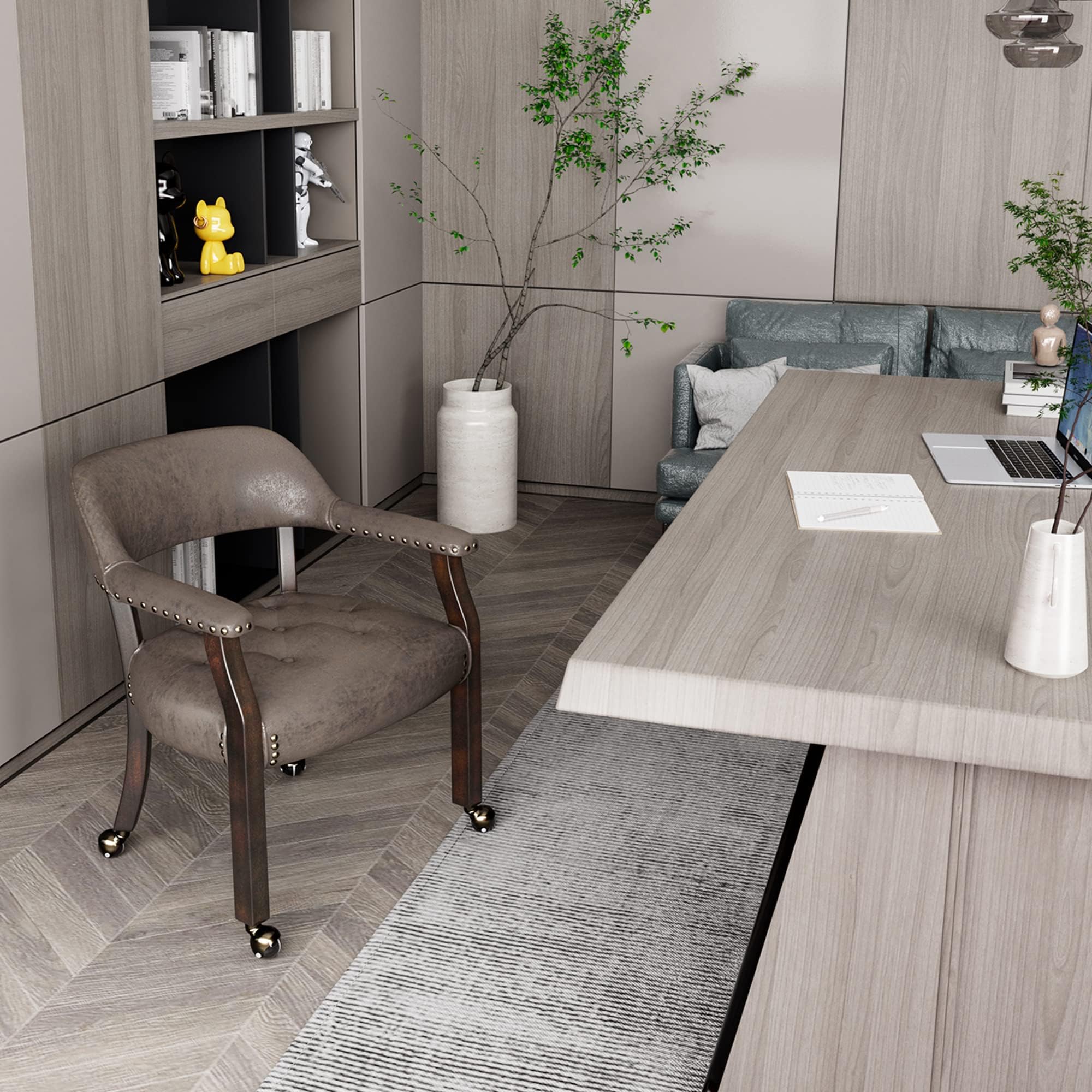 Amazon.com: JESONVID Dining Chair with Casters, Captain's Chairs with ...