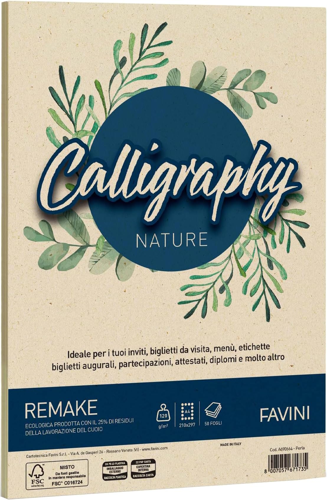 Favini A690664 Calligraphy Nature Remake colore Perla 120 gr/m2 formato ...