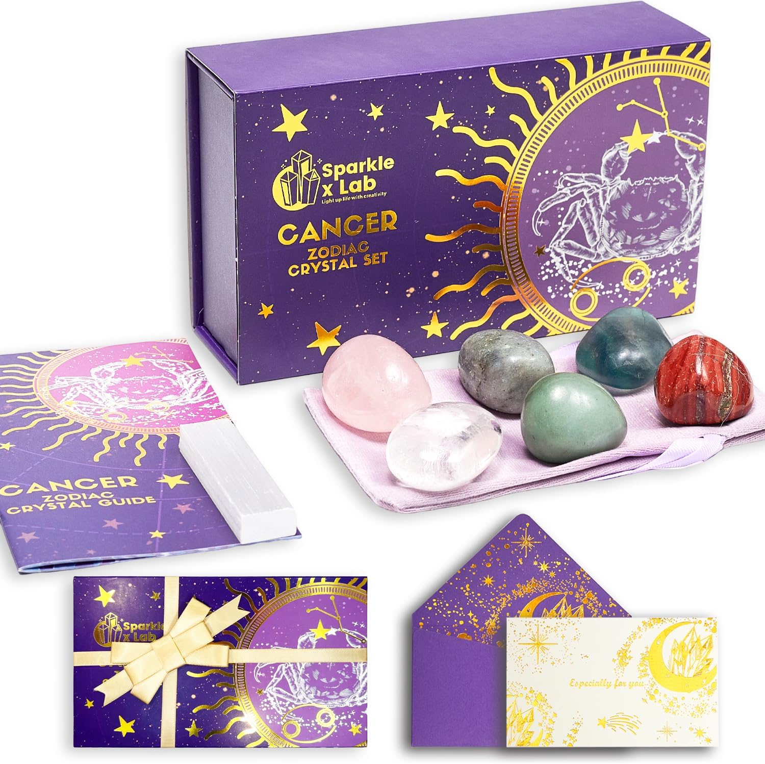 Amazon.com: Sparkle x Lab Cancer Crystals Gift Set Zodiac Signs Healing ...